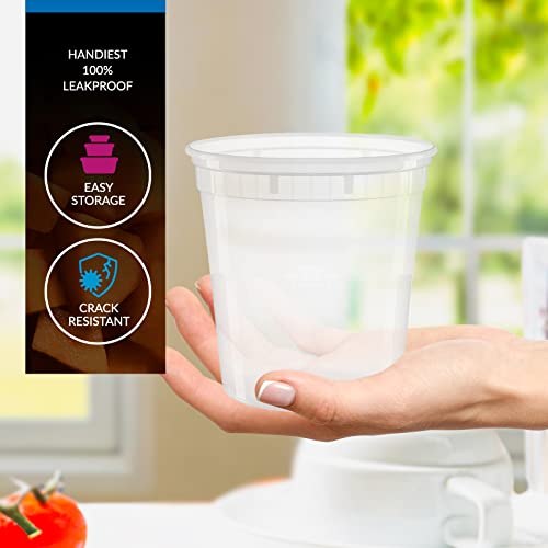PAMI Deli Plastic Containers With Lids [24-Pack, 24oz] - Small Food Containers For Sauces, Salsas, Dips - BPA-Free, Microwave & Freezer Safe Food Storage Pots- Clear Meal Prep Condiment Containers