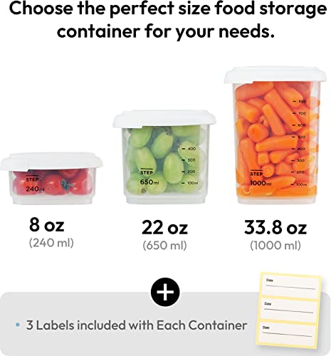 carrotez Stackable Food Storage Containers with Airtight lids, Meal Prep Containers, Portion Control Containers with labels, 16oz, Reusable, Pack of 2