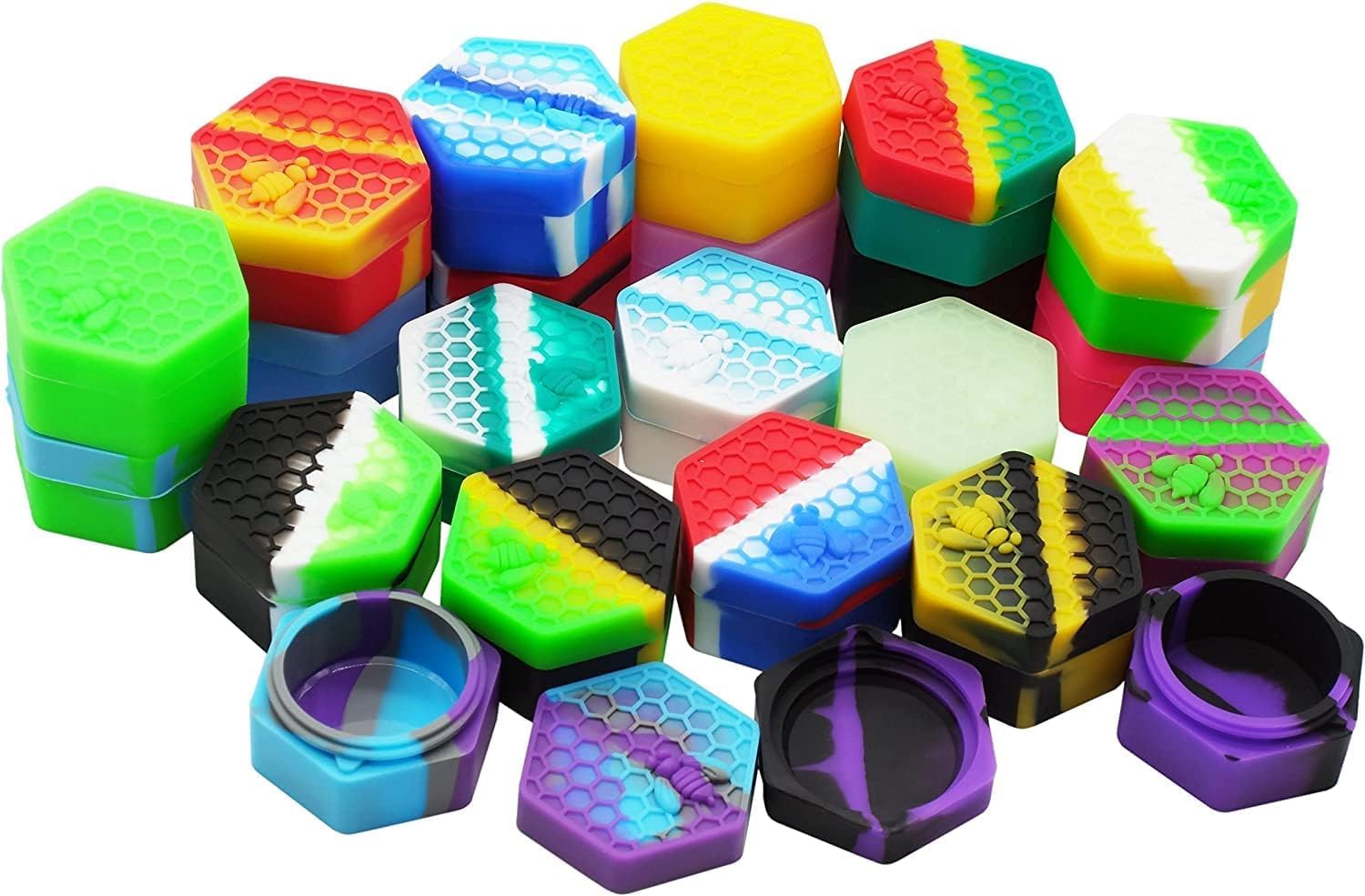 KUVIS 26ml Hexagon Silicone Wax Containers Concentrate Non-stick Jars (5)