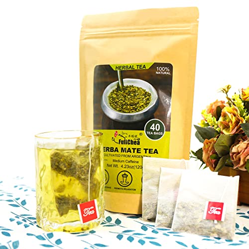 FullChea - Yerba Mate Tea Bag, 40 Teabags, 3g/bag - Unsmoked, Cultivated From Argentina - Rich In Antioxidants And Plant Nutrients