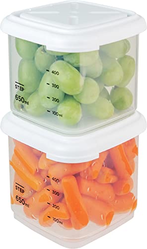 carrotez Stackable Food Storage Containers with Airtight lids, Meal Prep Containers, Portion Control Containers with labels, 16oz, Reusable, Pack of 2