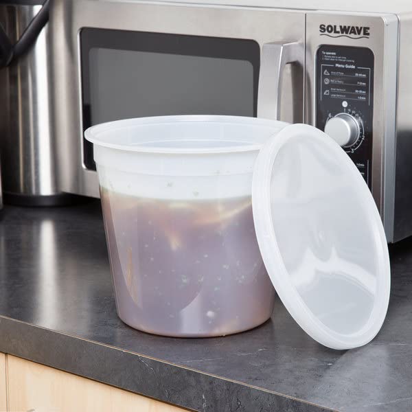VeZee 168 oz & 5.25 Qt. Translucent Round Deli Container with Lids, A Perfect For Meal Prep Soup, Ice Cream, Freezer, Dishwasher And Microwave Safe:10 Sets