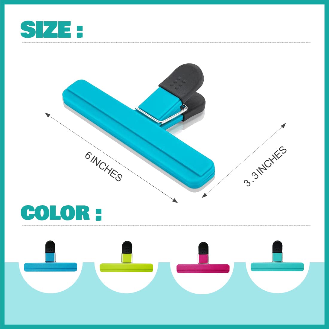 MINERGUY 8 Pack Chip Clips, Large Food Clips, and Bag Clips for Food Storage Keep Food Fresh and Airtight