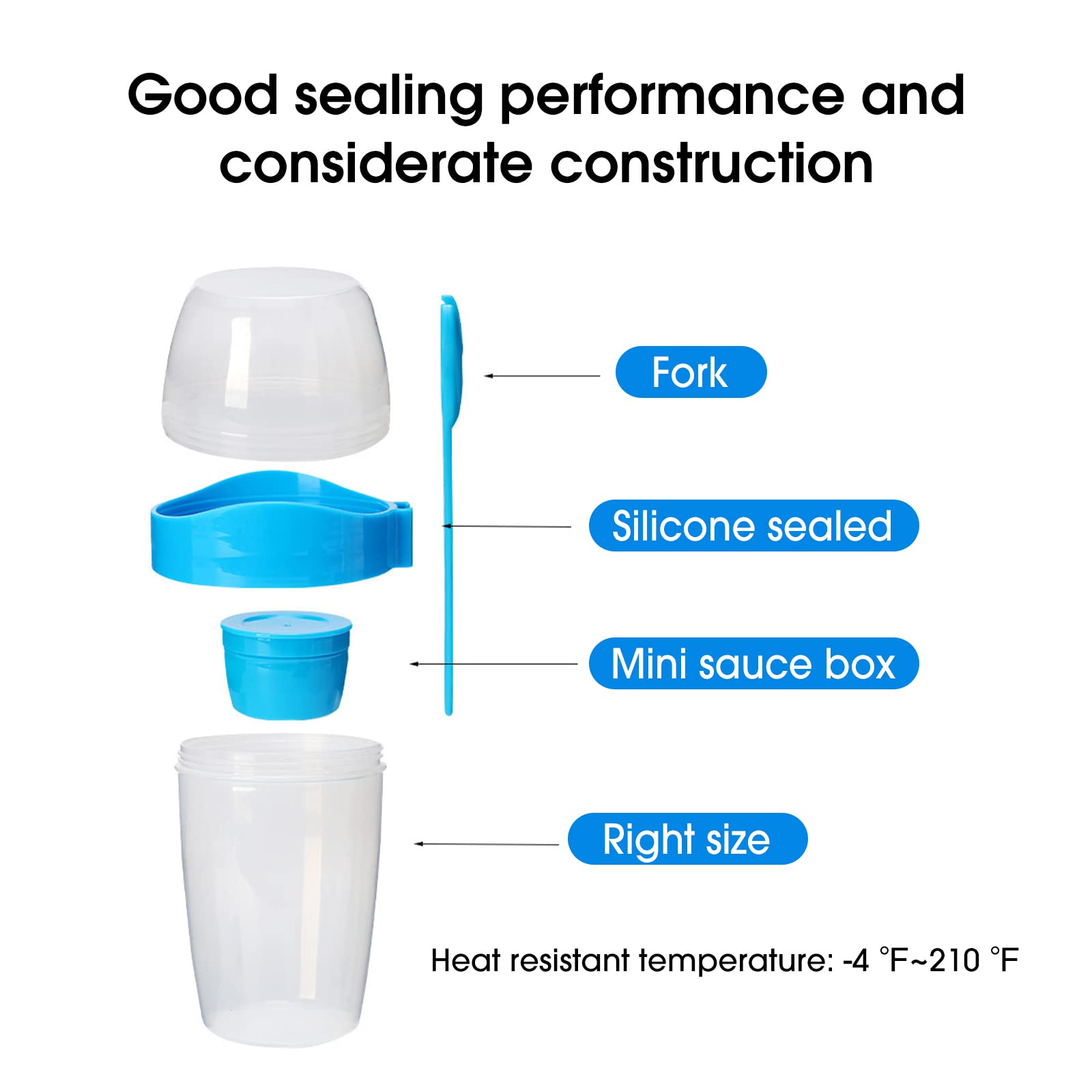 ABEFHELM 4 Pack Breakfast On The Go Cups Cereal Yogurt Cups with Lids and Spoon Reusable Oatmeal Cup for Breakfast, Cereal, Milk, Fruit, Small Snacks