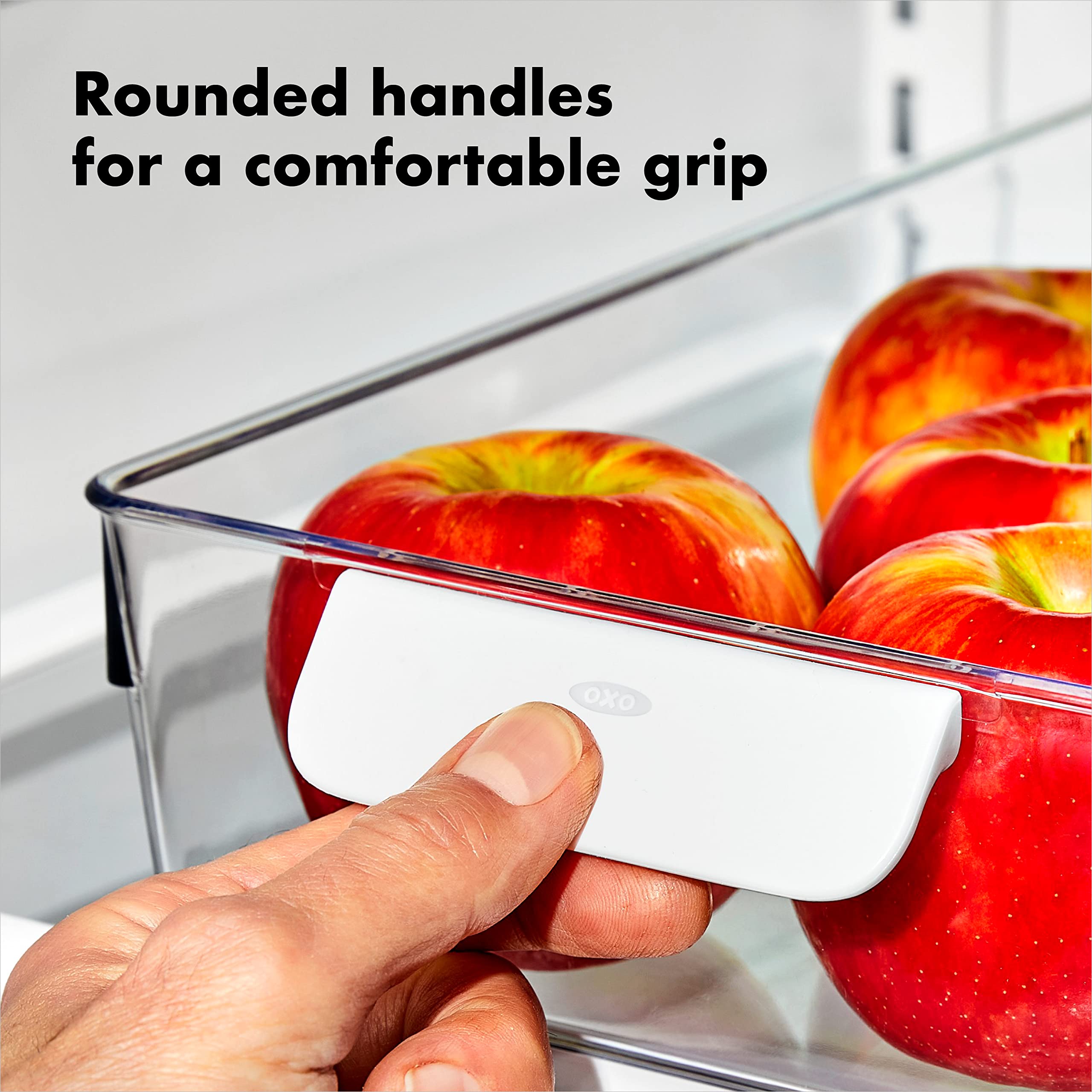OXO Good Grips Adjustable Fridge Storage Bin - for Condiments, Juice Pouches, Snack Cups and More
