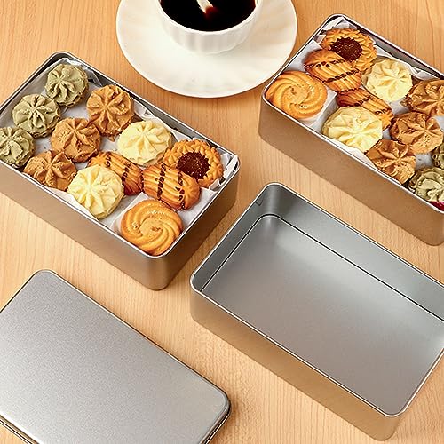 Empty Metal Tins Box with Lid,6 Pack Stainless steel Tins Cans Storage Container for Treats, Gifts, Candle, Favors and Crafts, Silver (7 x 4.3 x 2.2 Inches)