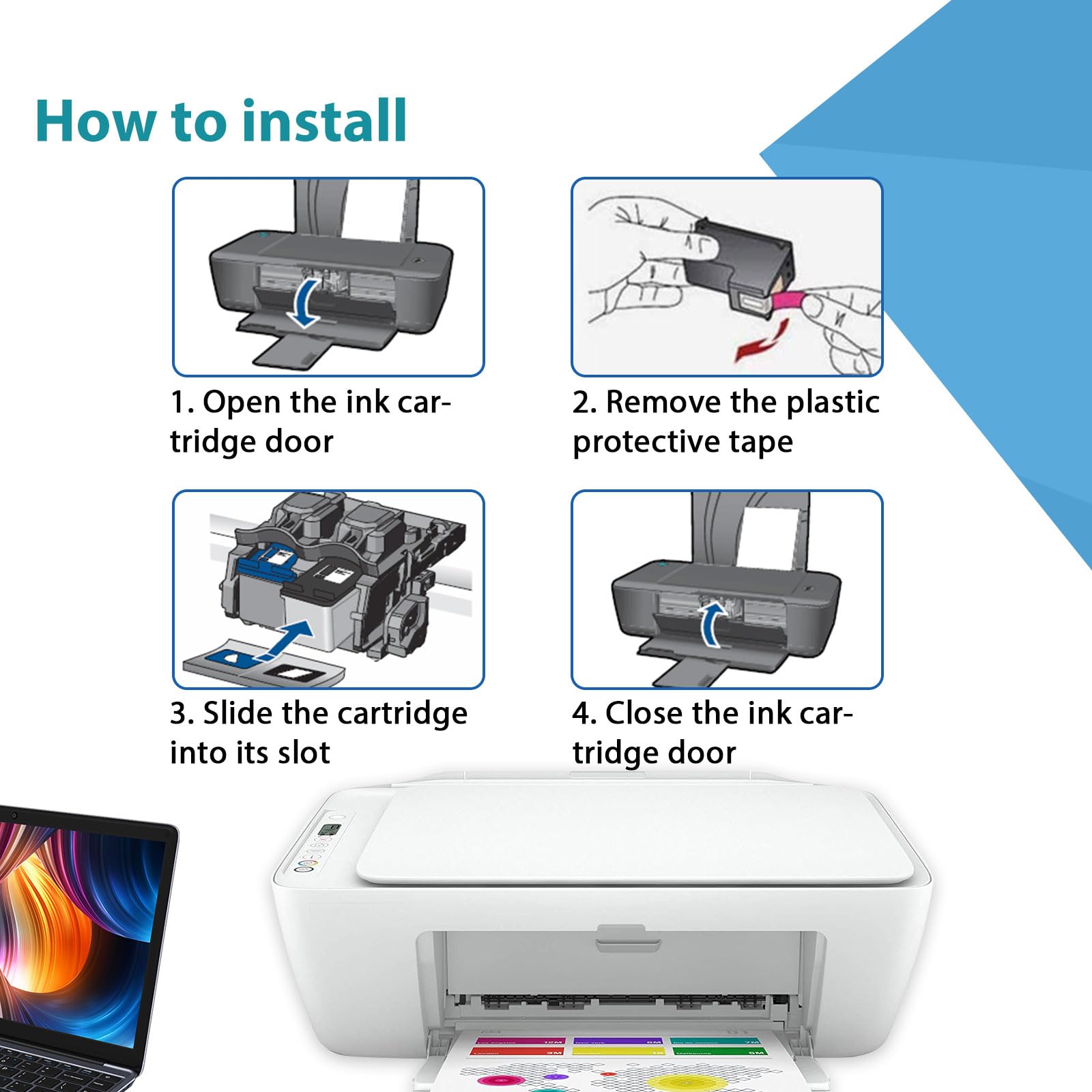Relcolor Remanufactured HP 67XL 67 XL Black 2 Pack Ink Cartridge for 2700 2700e 2752 2752e 2755 2755e 4100 4100e 4152e 4155 4155e 6000 6055e 6055 6400 6458 6452 6458e 6455 6455e Printer HP67 HP67XL