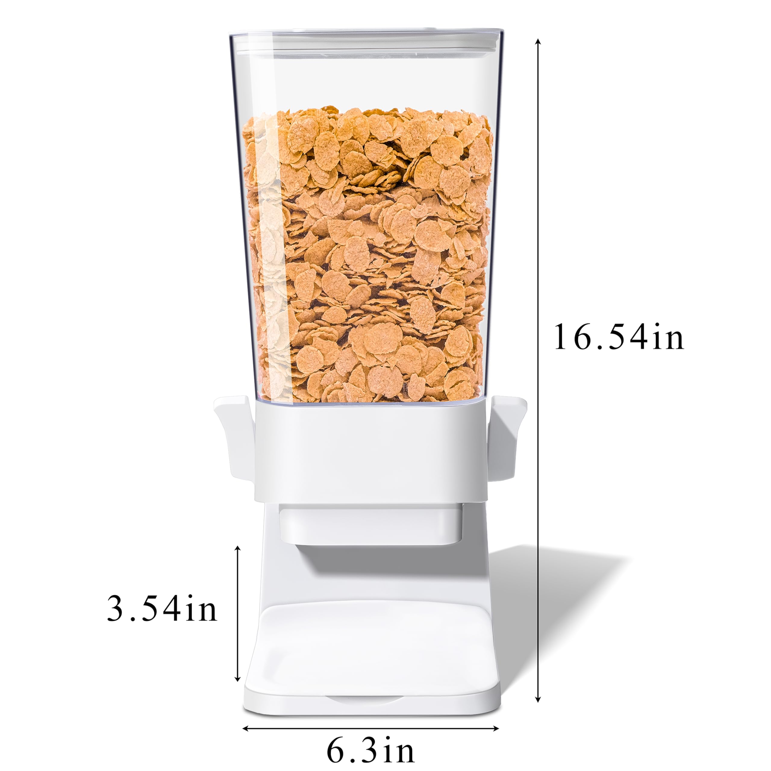 Cereal Dispenser Countertop, 5L Cereal Containers Storage Dispenser for Pantry, Large Dry Food Cereal Dispenser, Not Easy to Crush Cereal, Can Hold Oatmeal, Candy, Snack, Grain, Pet Food (White, 1Pc)