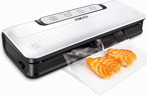 HOMEVER Vacuum Sealer Machine, Automatic Food Sealer with Led Indicator Lights Easy to Clean Dry Moist Food Modes Include 20 Packing Bags
