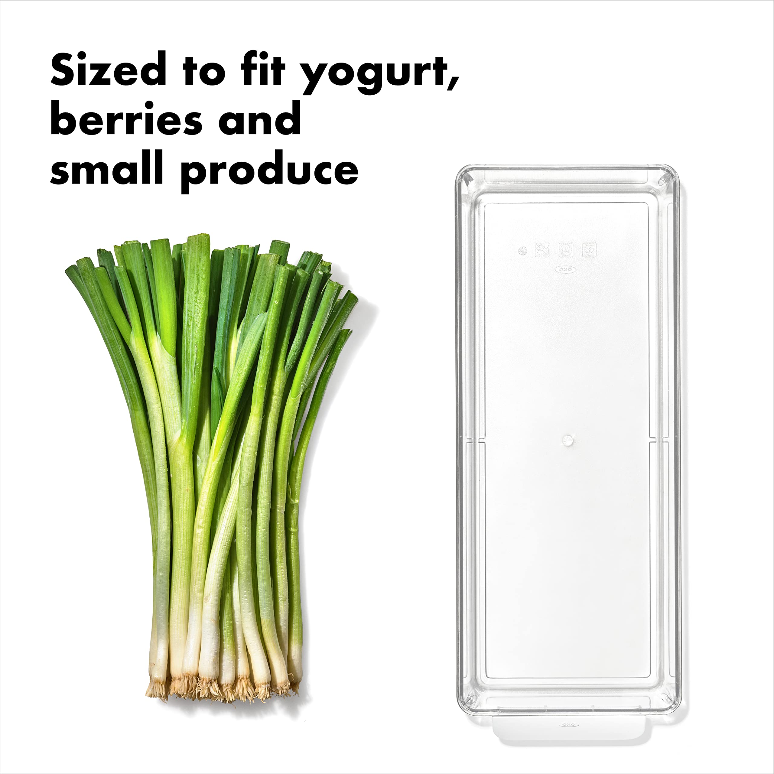 OXO Good Grips Fridge Organization Bin 5 in x 14 in - for Yogurt Cups, Small Produce, Berry Bins and More