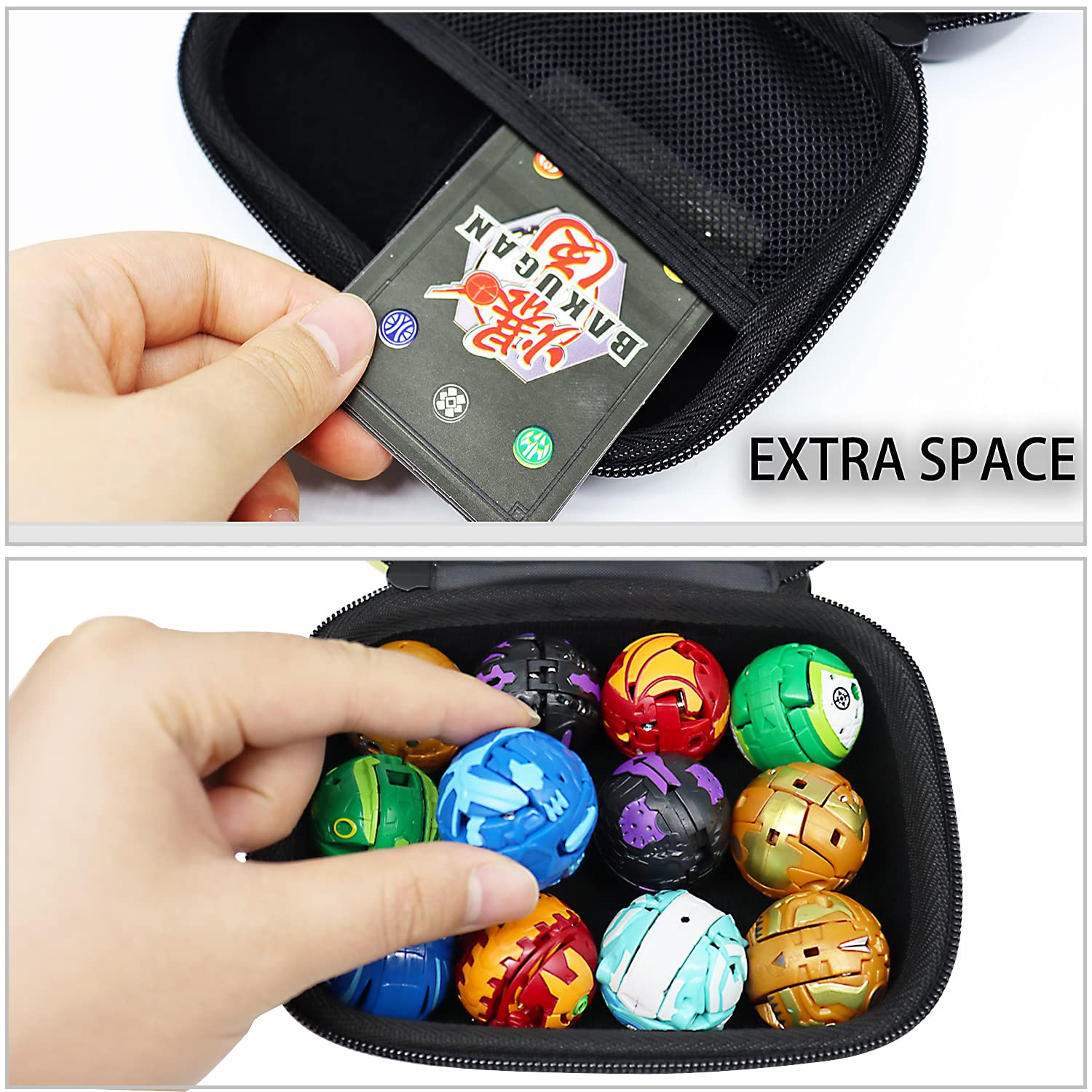 FCDYLBD Toy Organizer Case Compatible with Bakugan Battle Planet, BakuCores, Armored Alliance, Geogan Rising, Toy Organizer Storage Container Holder (12, Black)