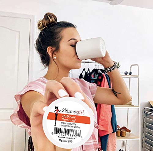 Skinnygirl Half Caff Coffee Pods, Reduced Caffeine Medium Roast Coffee in Single Serve Pods for Keurig K Cups Brewers, 24 Count Per Box, 2 Boxes