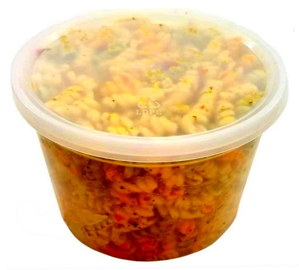 PACTOGO 64 oz (1/2 Gallon) Heavy Duty Round Plastic Deli Soup Containers with Lids, For Meal Prep Containers | BPA Free | Stackable | Leakproof | Microwave/Dishwasher/Freezer Safe (Pack of 5 Sets)