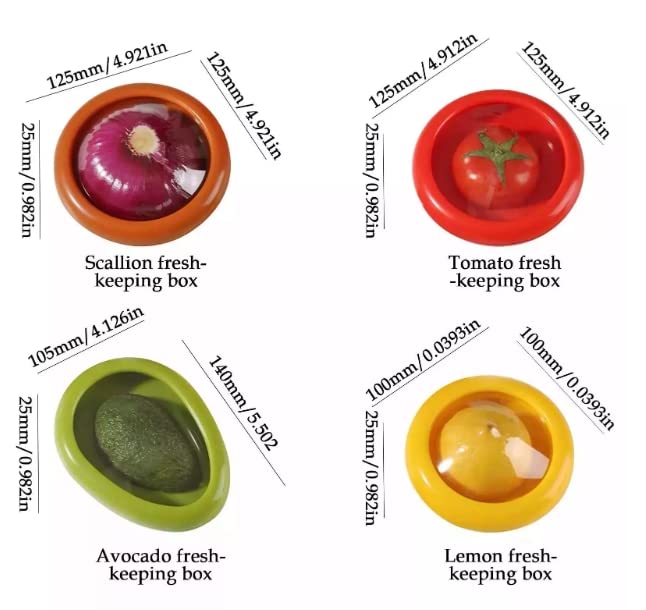 Popi Products 6PCS Vegetable And Fruit Storage Containers For Fridge-Reusable Fresh Food Savers-Onion Storage Pod-Tomato Holder-Lemon Saver-Avocado Holder-Apple And Banana Case