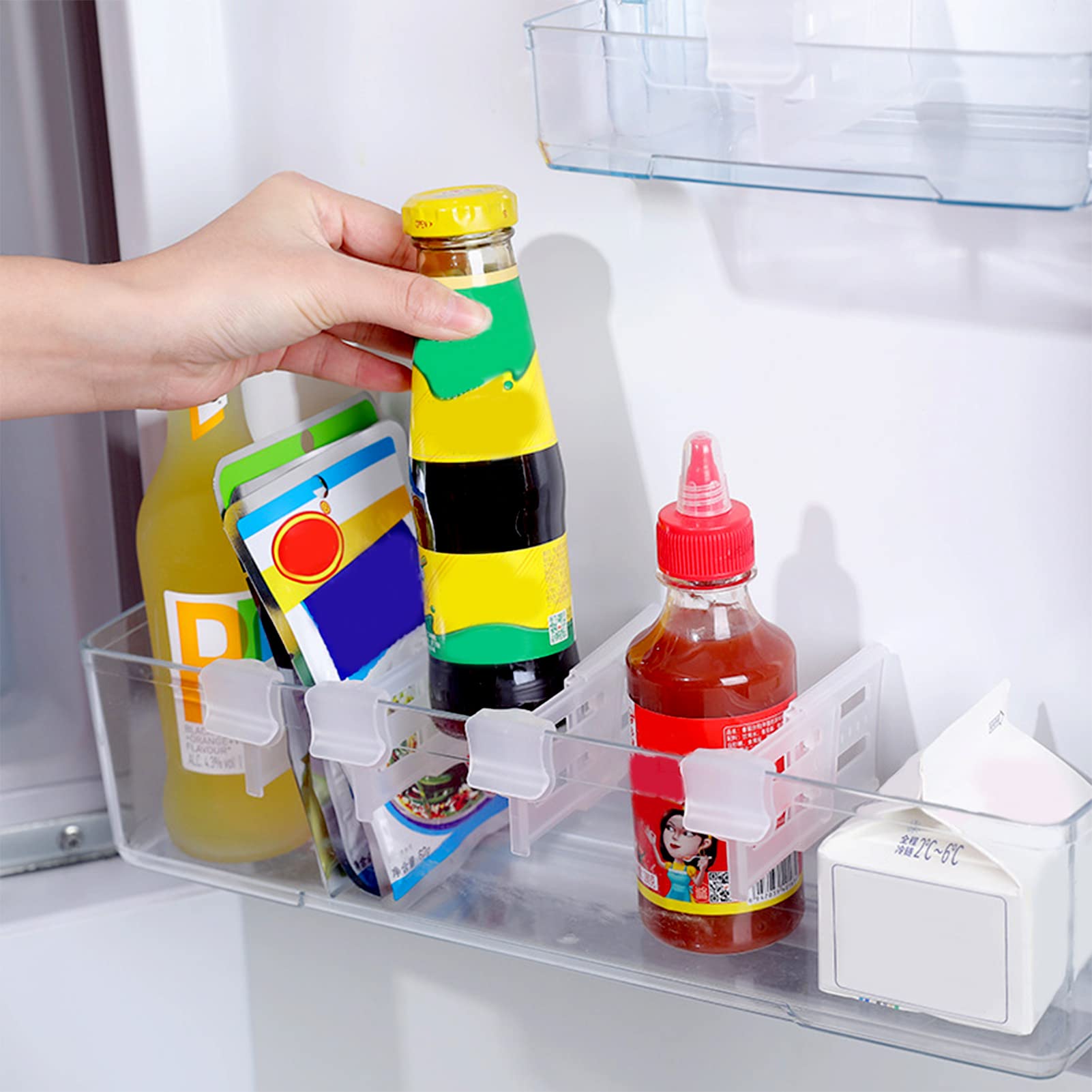 Simfree 12 PACKS refrigerator dividers,refrigerator dividers for shelves,Plastic Refrigerator Dividers Organizer,Expandable from 2.5-4.3 inches drawer dividers for refrigerator drawer,Kitchen Storage
