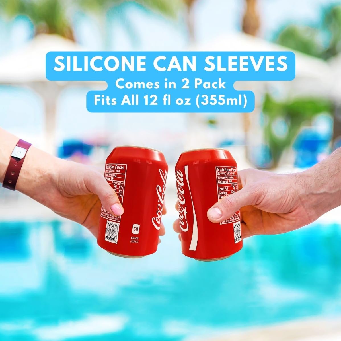 Can Covers that Look Like Soda, Silicone Sleeves for Cans, Can Wraps, Fits All 12FL OZ 355ml (Red - 2 Pack)