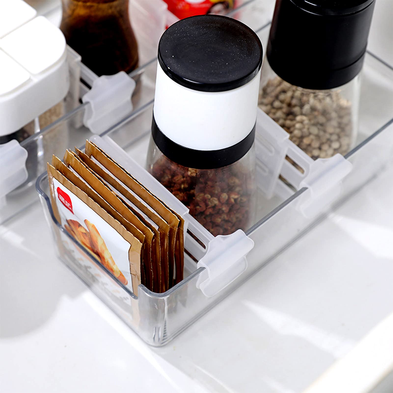 Simfree 12 PACKS refrigerator dividers,refrigerator dividers for shelves,Plastic Refrigerator Dividers Organizer,Expandable from 2.5-4.3 inches drawer dividers for refrigerator drawer,Kitchen Storage