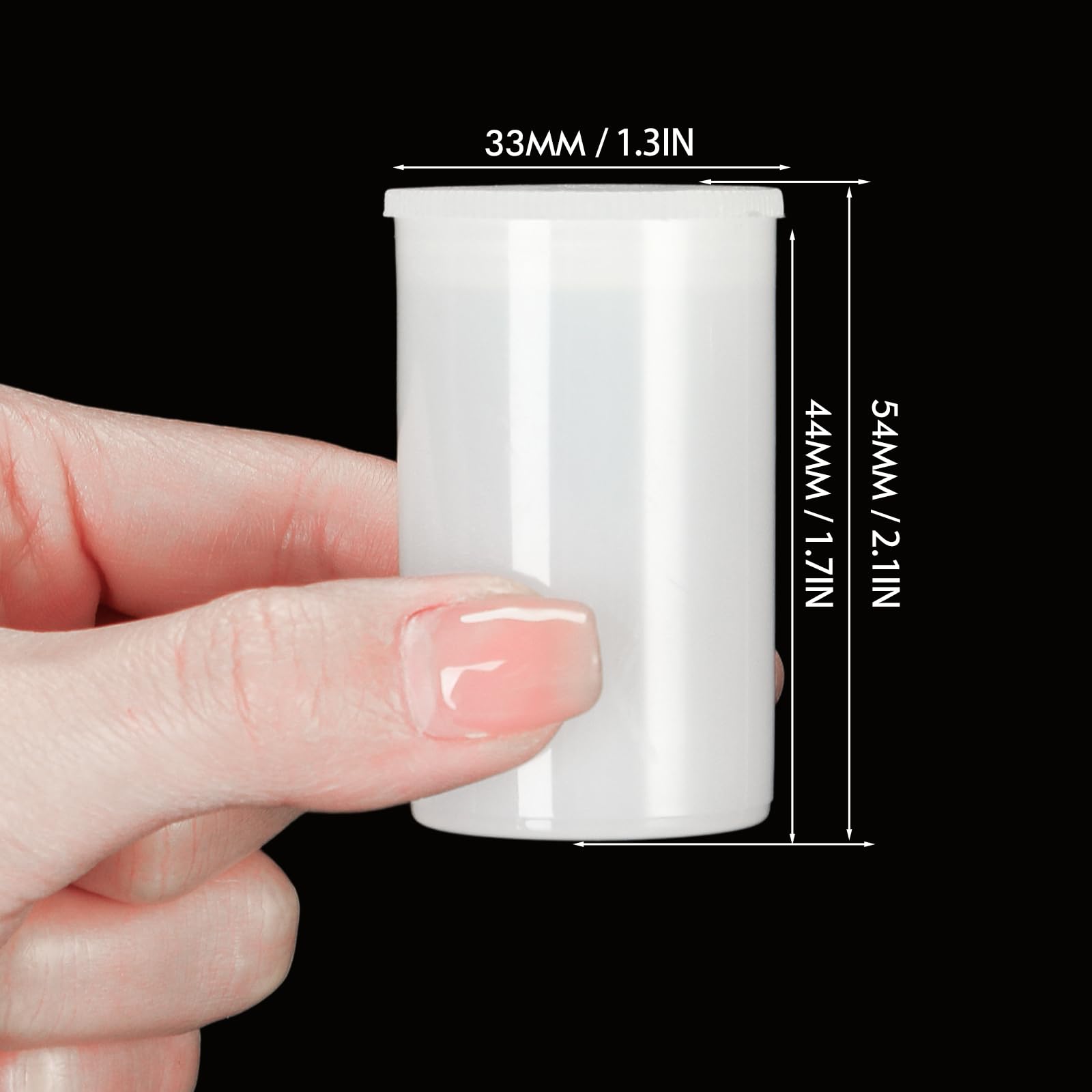 JOVITEC 200 Pcs Plastic Film Canister Holder 35 mm Empty Camera Reel Containers Storage Containers Case with Lids for Small Accessories Fish Hook Film Beads (White)