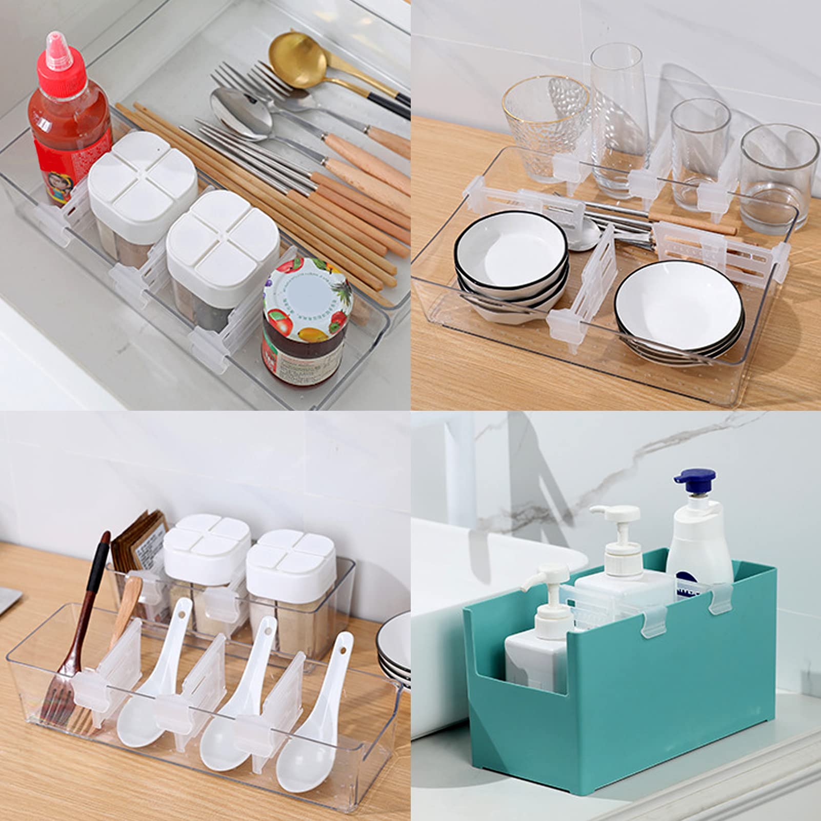 Simfree 12 PACKS refrigerator dividers,refrigerator dividers for shelves,Plastic Refrigerator Dividers Organizer,Expandable from 2.5-4.3 inches drawer dividers for refrigerator drawer,Kitchen Storage