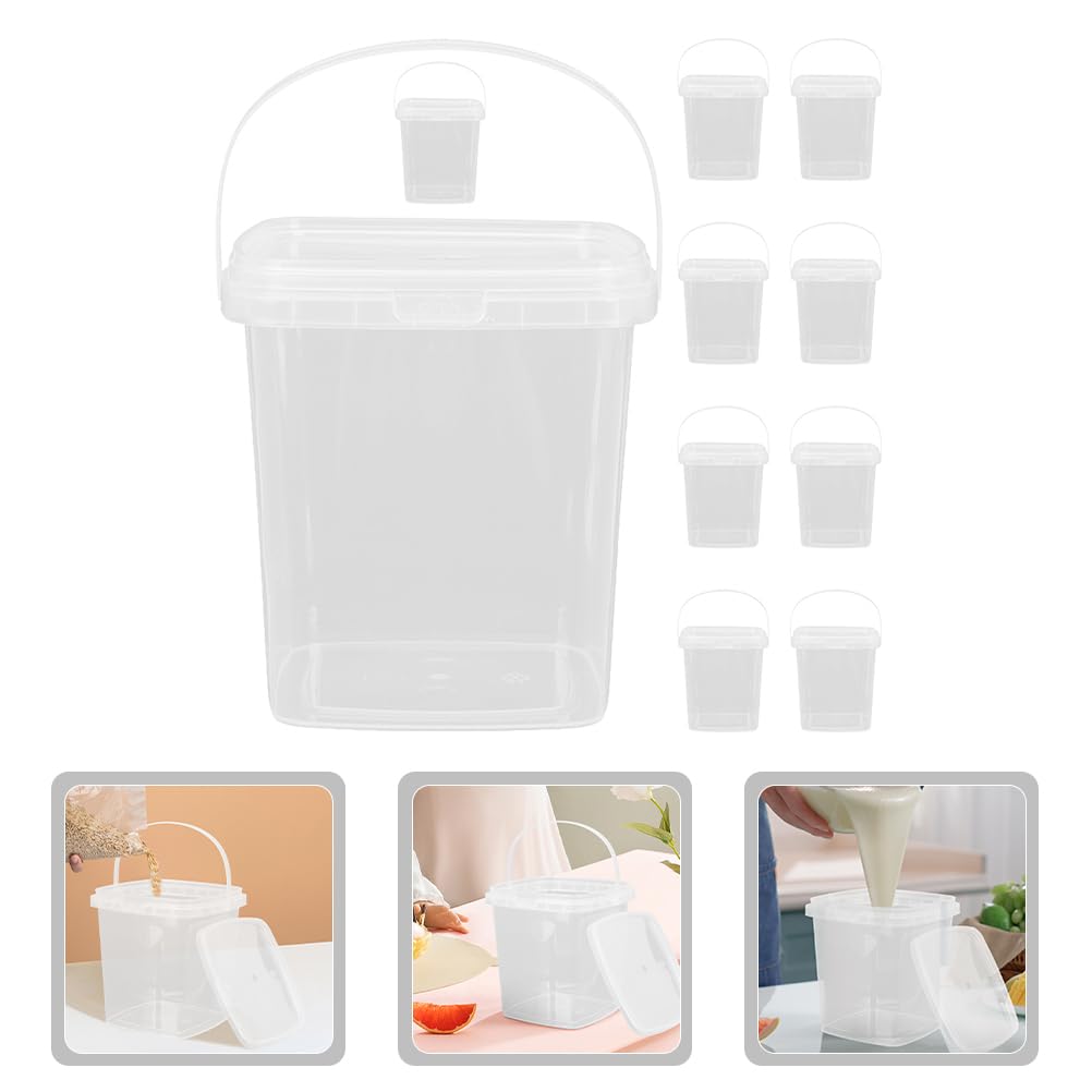 Freezer Storage Containers with Lids and Handle, 300ml Clear Plastic Storage Bucket Containers, Clear Storage Case Ice Cream Bucket Meal Prep Containers for DIY Art Craft, Pigment, Small Tools,50 Pack