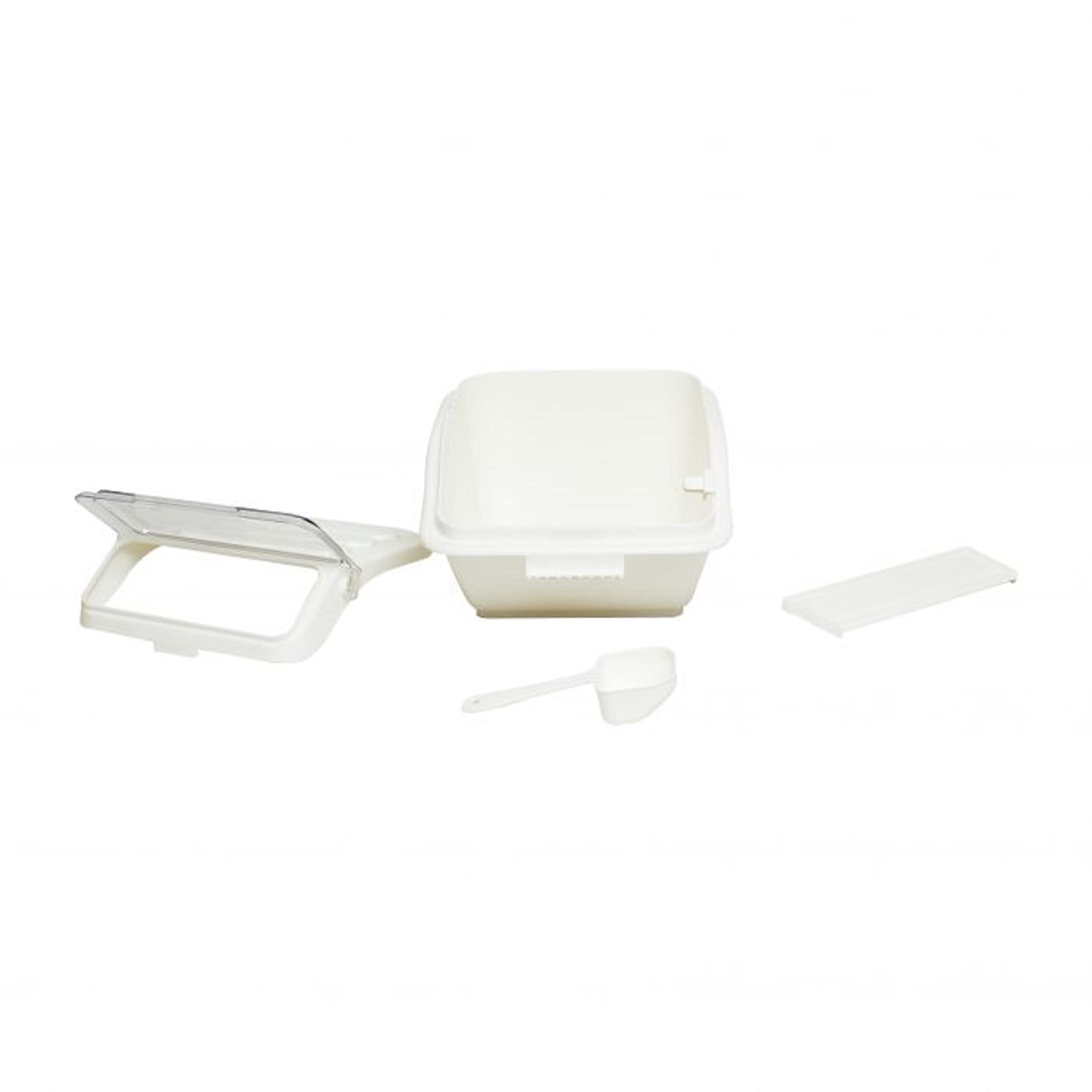 TrueCraftware- 2 Gallon (40 Cups) Shelf Ingredient Bin White with Clear Flip Top Lid & Measuring Scoop- Stackable Plastic Kitchen Pantry Storage Bin for Dry Food Flour Sugar Kitchen Restaurant