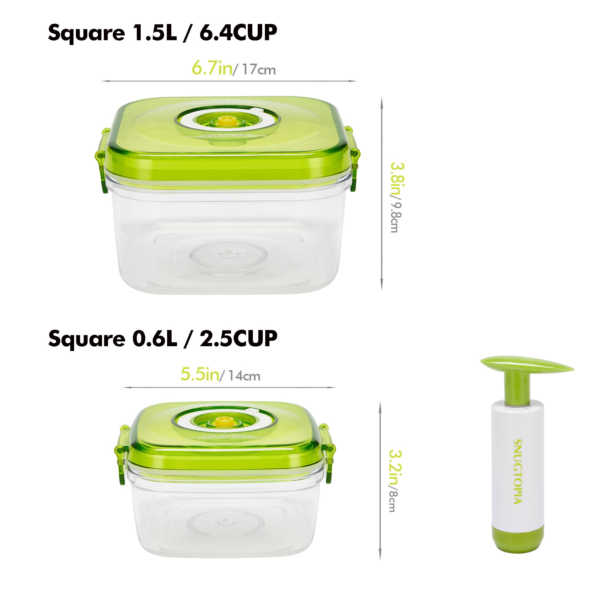 SNUGTOPIA Vacuum Seal Food Storage Containers - BPA Free, Leak Proof, Dishwasher, Freezer & Microwave Safe Lunch Box for Food Fresh 2PCS