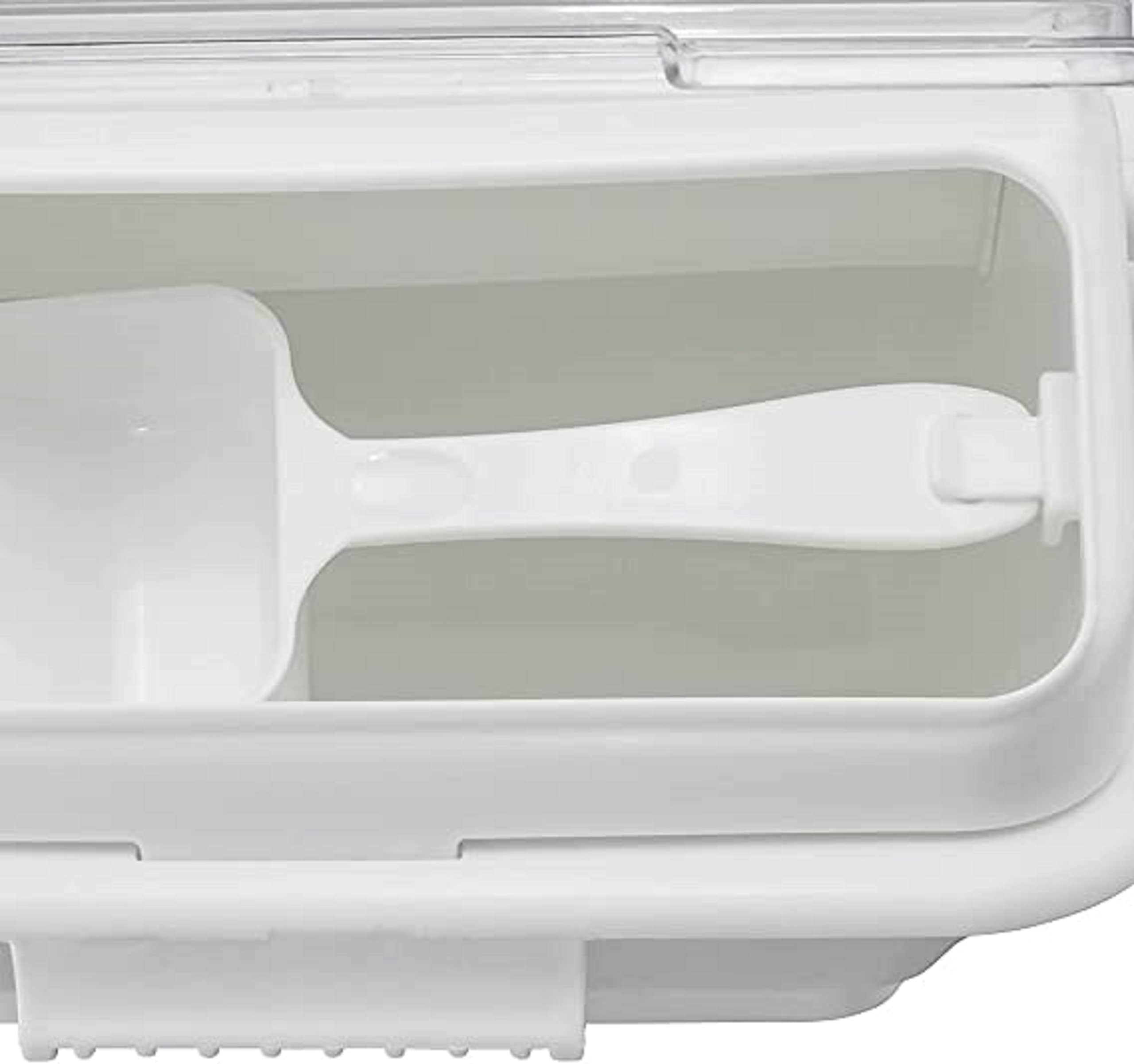 TrueCraftware- 2 Gallon (40 Cups) Shelf Ingredient Bin White with Clear Flip Top Lid & Measuring Scoop- Stackable Plastic Kitchen Pantry Storage Bin for Dry Food Flour Sugar Kitchen Restaurant