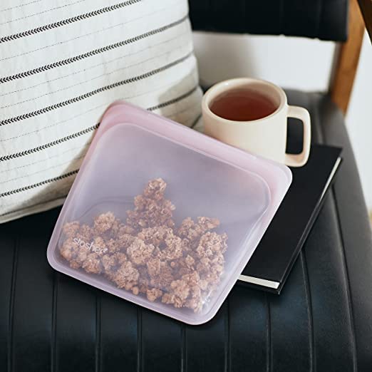 Stasher Silicone Reusable Storage Bag, 4-Pack Lunch/Travel (Spring) | Food Meal Prep Storage Container | Lunch, Travel, Makeup, Gym Bag | Freezer, Oven, Microwave, Dishwasher Safe, Leakproof