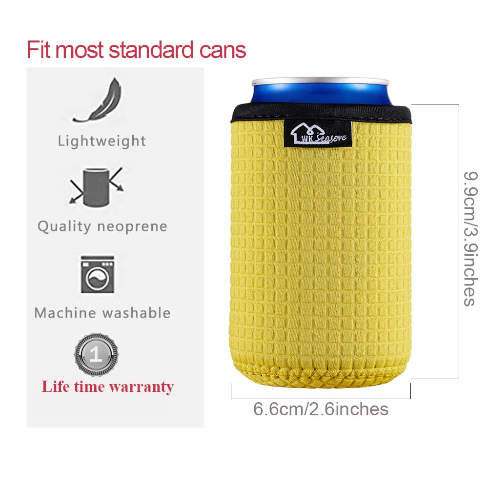 WKieason 12oz Standard Can Sleeves Insulators Sleeves Standard Can Covers 12OZ Beer Bottle Sleeves Coolers Holder Non-slip Neoprene Can Coolier Sleeves 4PC Pack (Green/Light blue/Grey/Black)