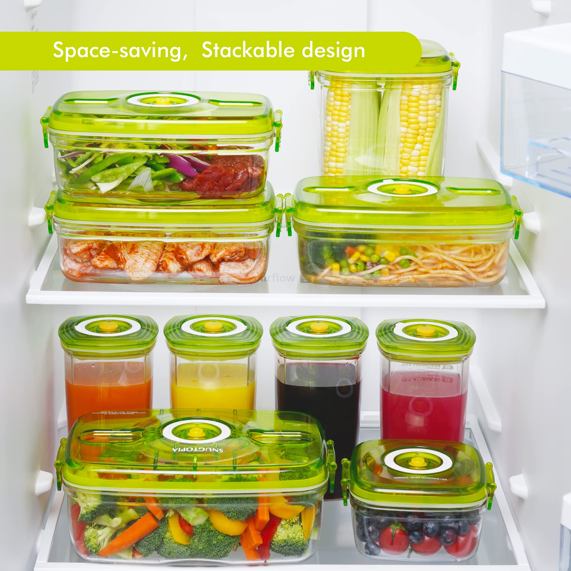 SNUGTOPIA Vacuum Seal Food Storage Containers - BPA Free, 100% Leak Proof, Freezer & Microwave Safe Lunch Box for Food Fresh 6Pcs