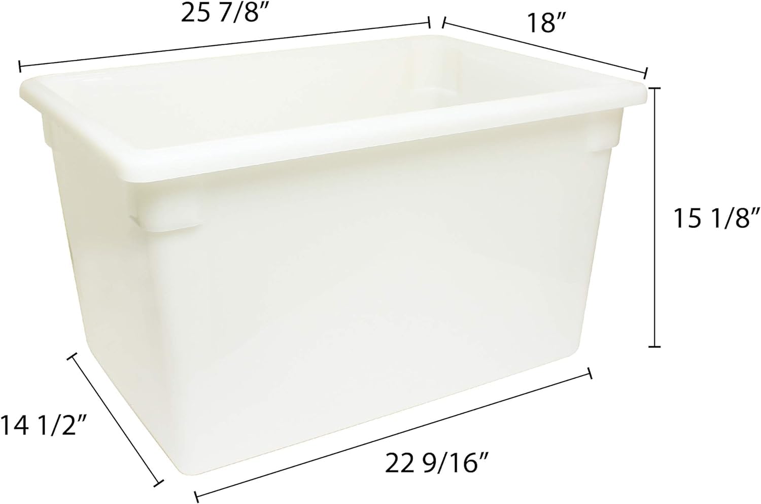TrueCraftware- 22 Gallon White Food Storage Box Polypropylene 18" X 26" X 15"- Food Storage Container Meal Prep Food Storage for Home Cafeteria Kitchen Pantry Organization Dishwasher Safe