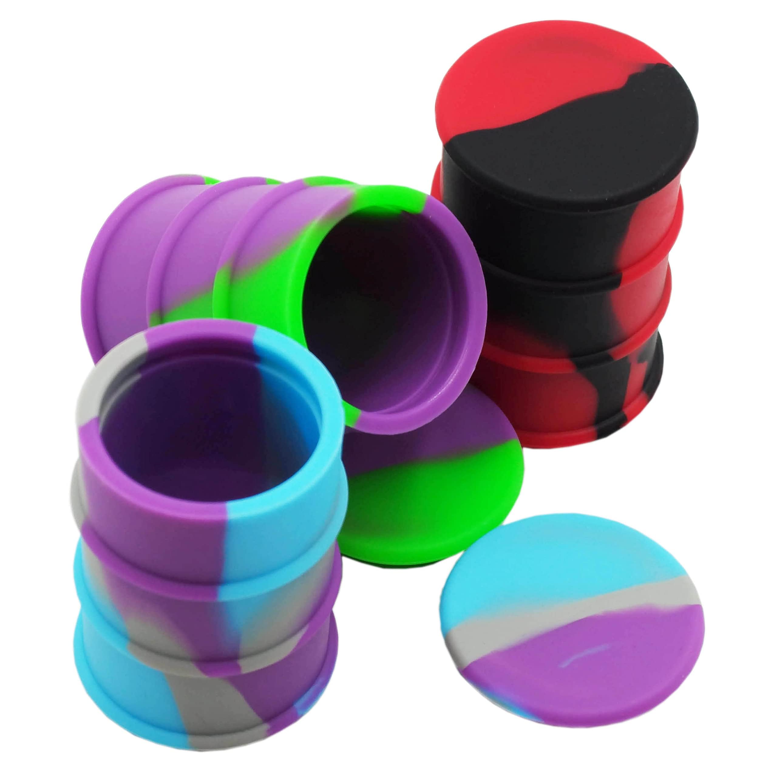 KUVIS 26ml Silicone Wax Containers with Barrel Shape Non-stick Jars with Carving Tool