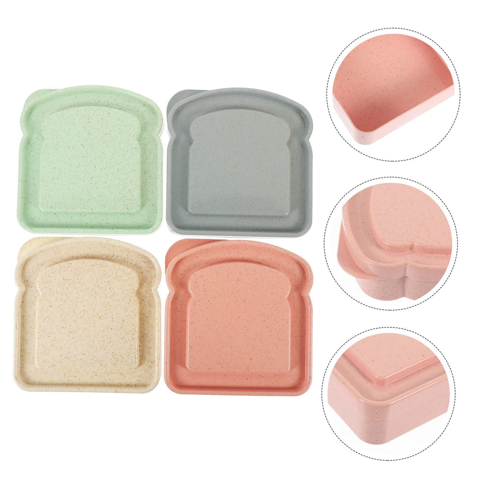 KICHOUSE 4pcs Portable Sandwich Containers Toast Shape Food Storage Holders for Camping Picnics and Meal Prep Bread Snacks and Fruits Sealing Box Kitchen Supplies