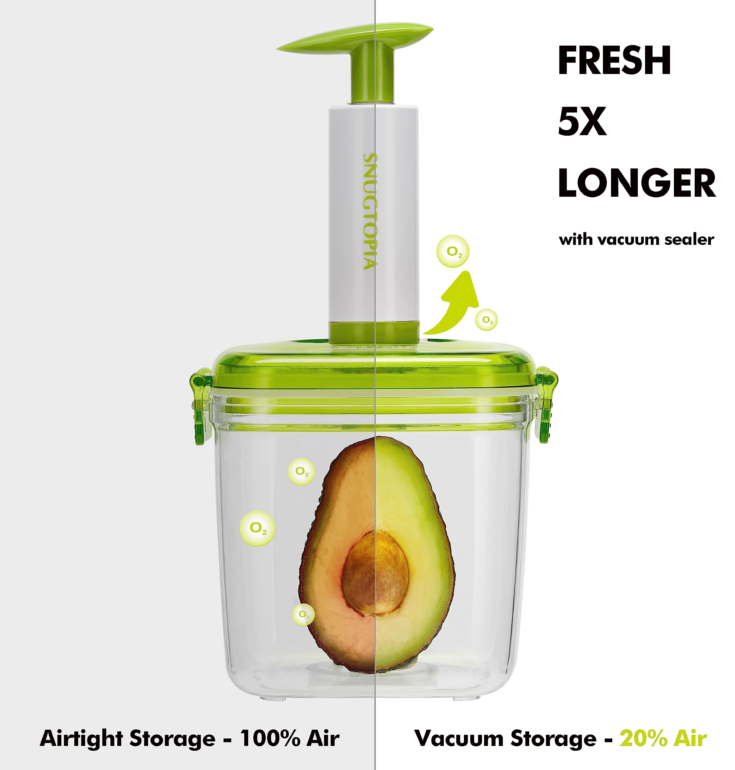 SNUGTOPIA Vacuum Seal Food Storage Containers - BPA Free, 100% Leak Proof, Freezer & Microwave Safe Lunch Box for Food Fresh 6Pcs