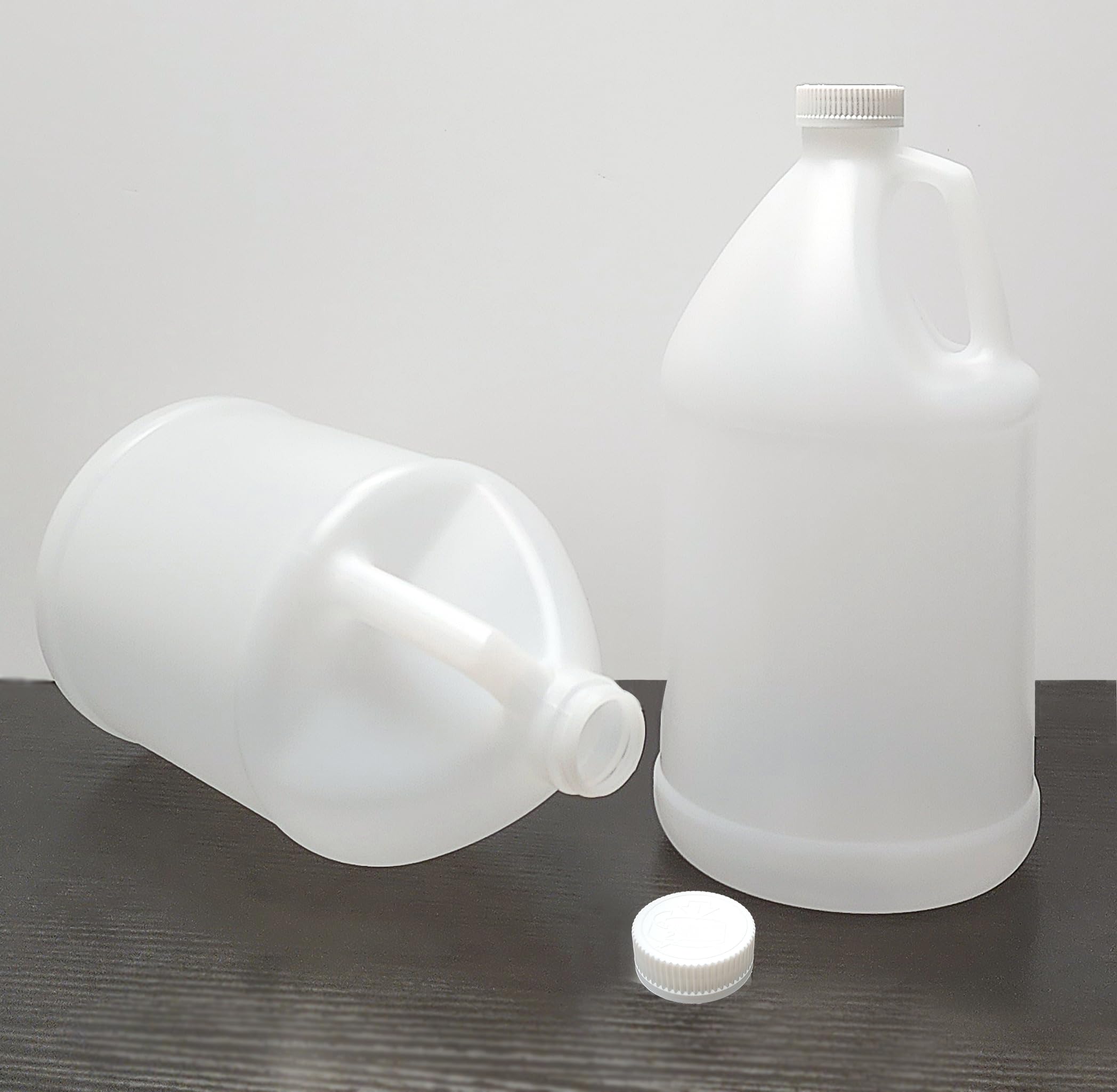 ljdeals 2 Pack 1 Gallon Reusable Plastic Jugs, Ergonomic Handle with Child Resistant Lids, Food Safe, BPA Free, Leak-Resistant, HDPE Plastic Container for Water, Liquids and more, Made in USA