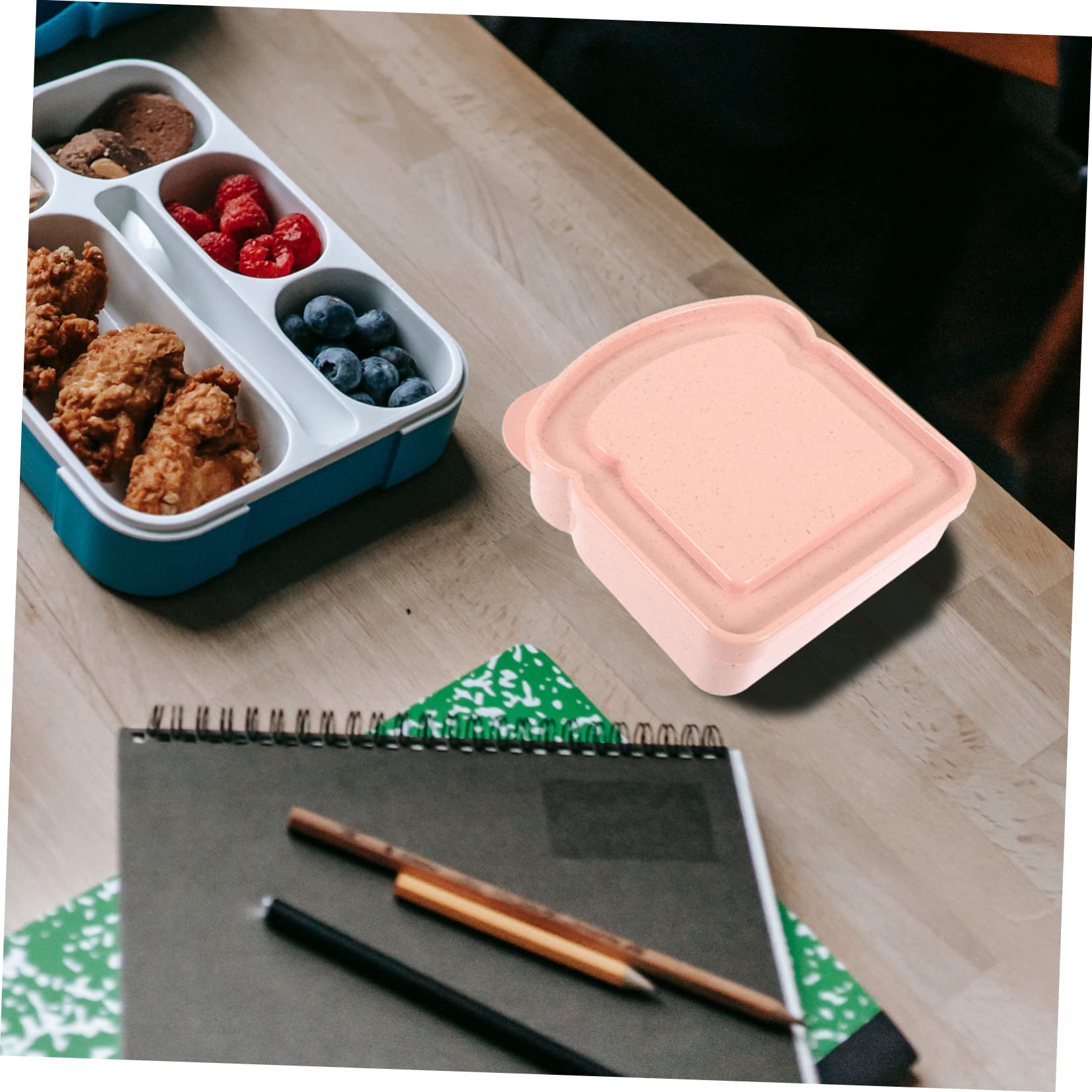 KICHOUSE 4pcs Portable Sandwich Containers Toast Shape Food Storage Holders for Camping Picnics and Meal Prep Bread Snacks and Fruits Sealing Box Kitchen Supplies