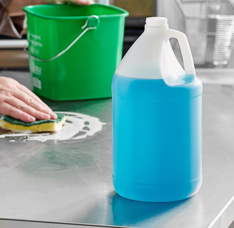 ljdeals 2 Pack 1 Gallon Reusable Plastic Jugs, Ergonomic Handle with Child Resistant Lids, Food Safe, BPA Free, Leak-Resistant, HDPE Plastic Container for Water, Liquids and more, Made in USA