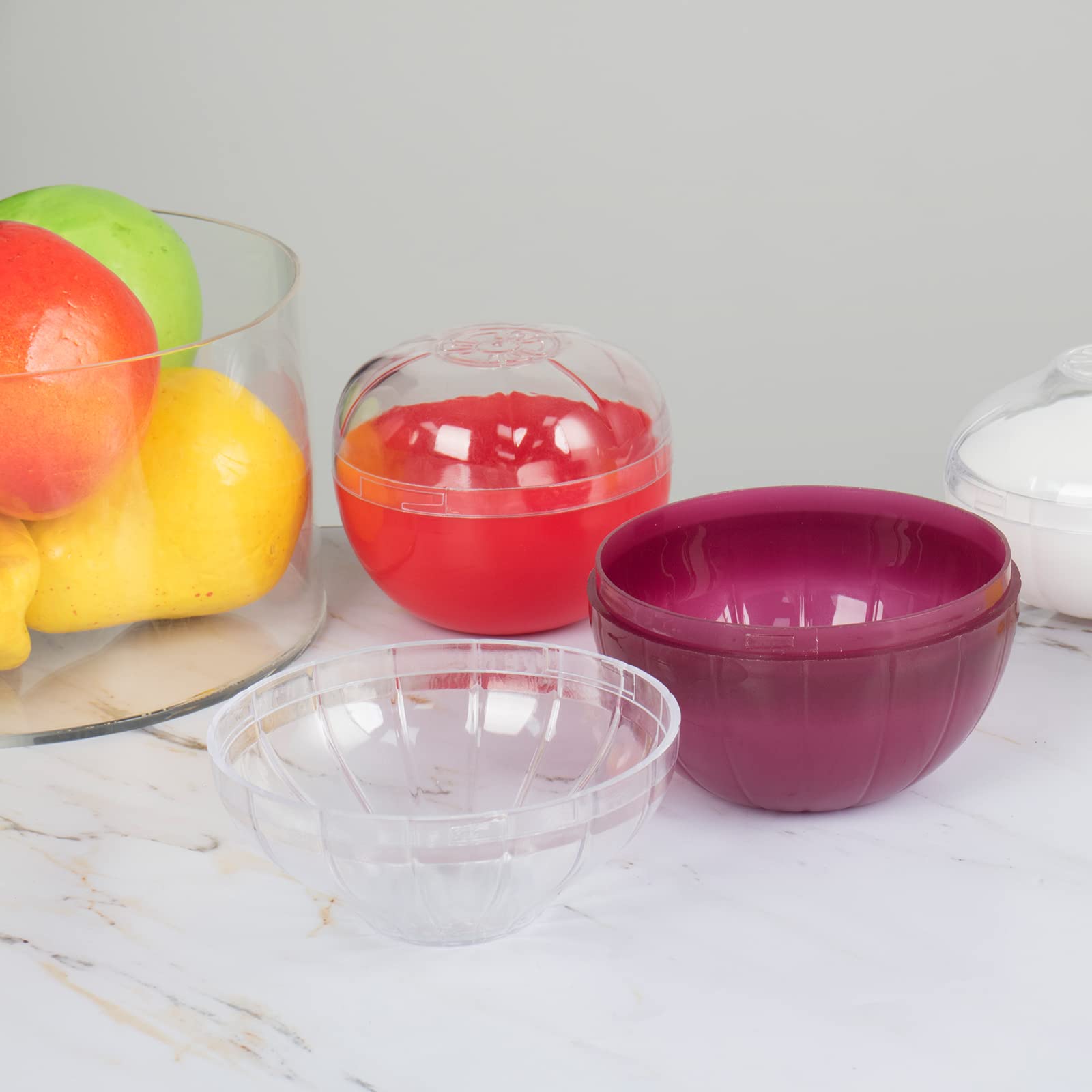 Vegetable and Fruit Storage Containers for Fridge, BPA Free Fresh reusable Food Savers, Onion Storage Container 、Garlic Saver、Tomato Saver and Lemon Keeper,Refrigerator Vegetable Crisper (Circular)