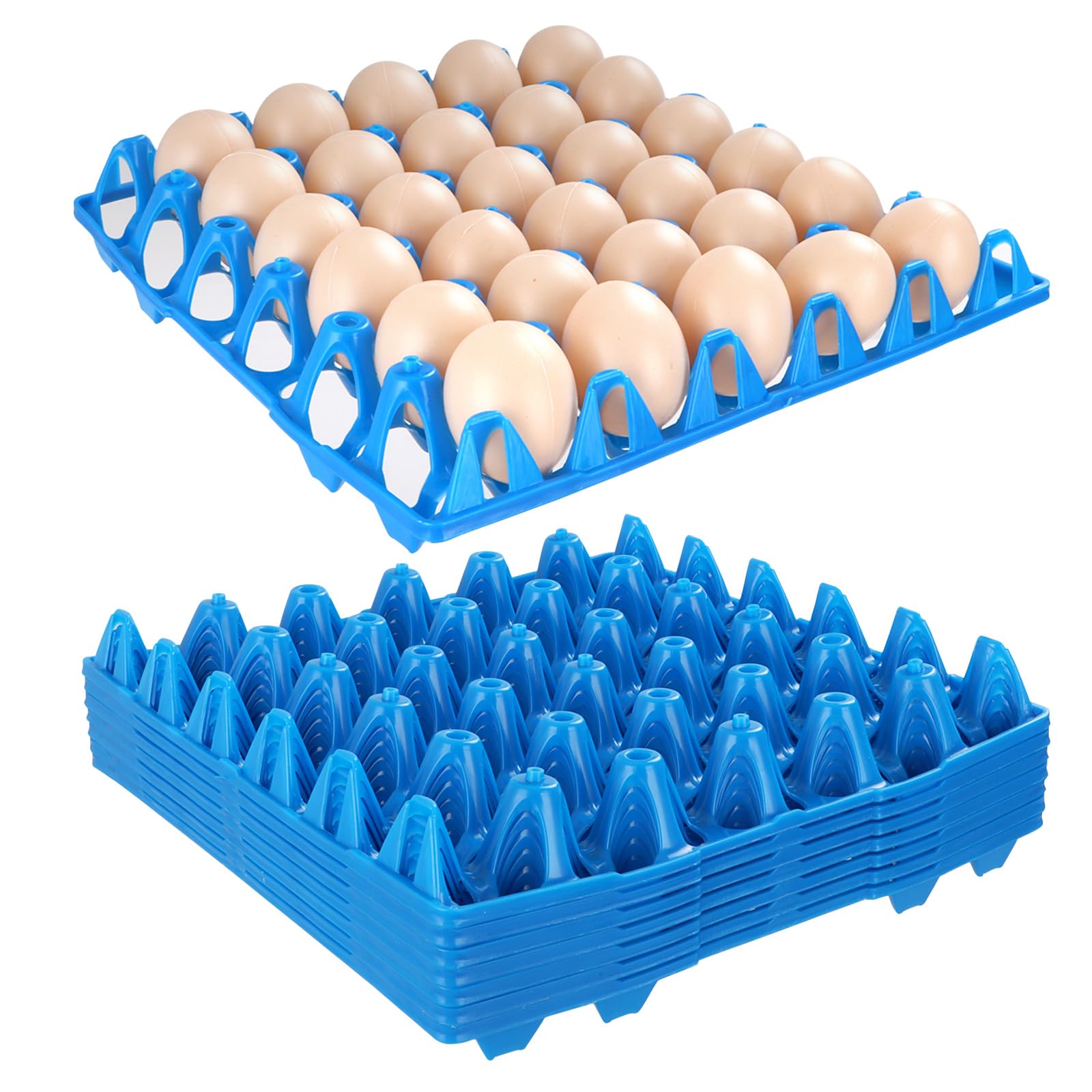 CertBuy 8 Pack Plastic Egg Trays, Blue Plastic Egg Racks, Plastic Egg Tray Egg Crates 30-Egg for Home Chicken Farmers, Stackable Egg Cartons Hold Multiple Eggs, Great for Storing and Shipping Eggs