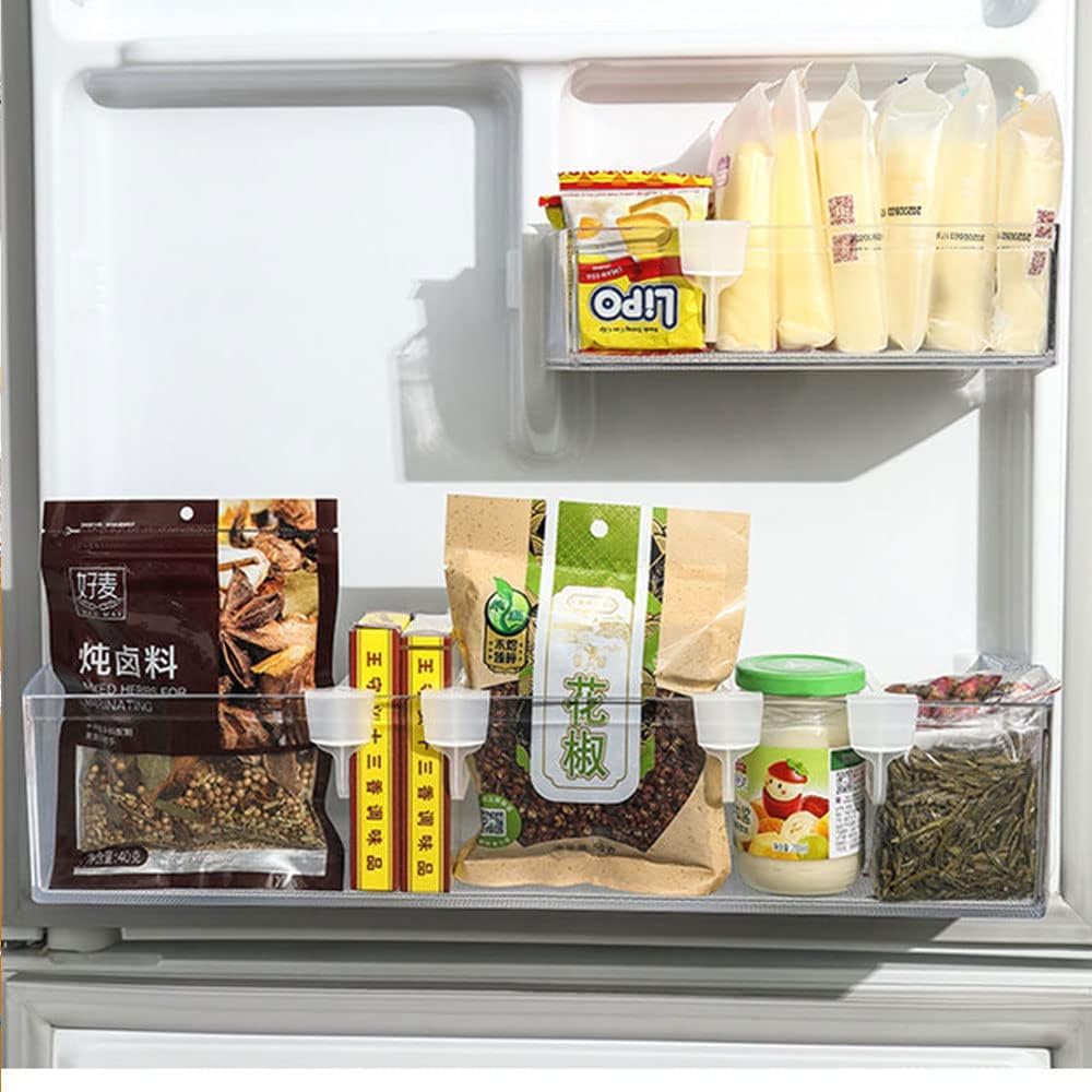 ADVOK Refrigerator Dividers Organizer, 12Pcs Plastic Hanging Ornament, Adjustable Snap-on Storage Box, Fridge Door Space Separators, Kitchen Pantry Gadget
