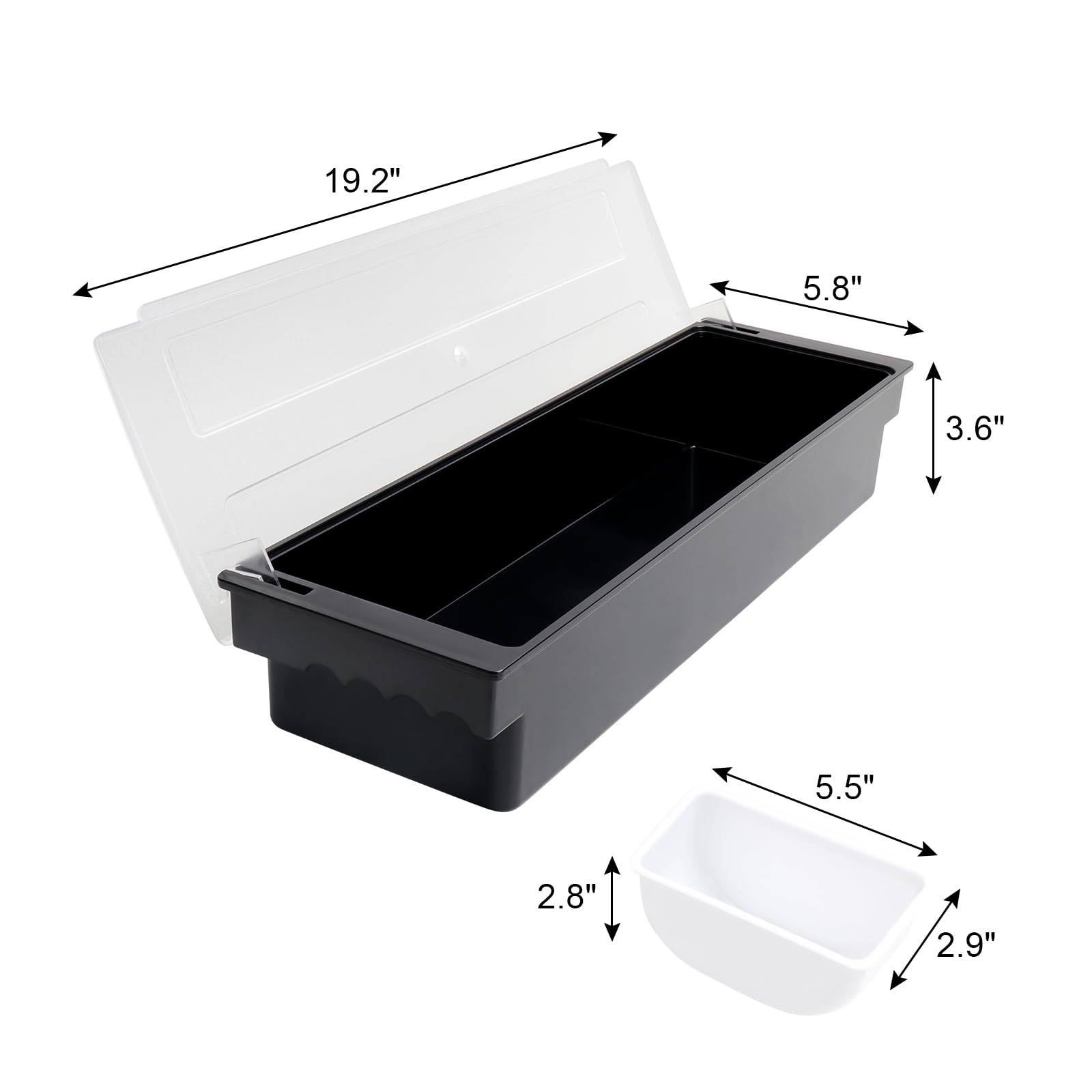AJinTeby Condiment Caddy with Lid, Ice Chilled 6 Trays Topping Containers of Fruit Veggie, Plastic Storage Food Containers for Bartending and Restaurant Supplies