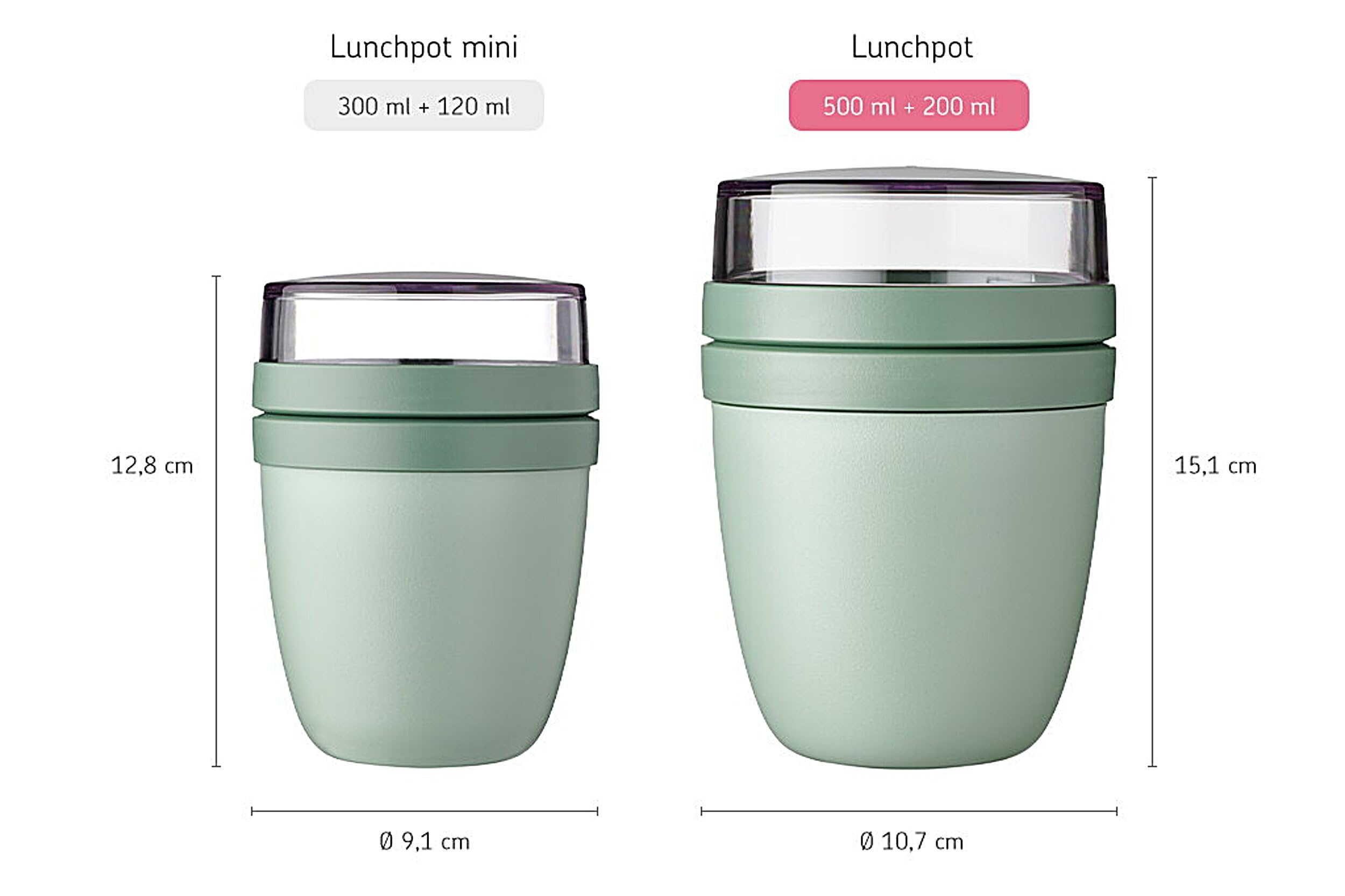 Mepal overnight oats jar - Practical Yoghurt Cup & Muesli Cup - Separate Compartments for Yoghurt & Muesli - Suitable for Freezer, Microwave & Dishwasher - 500 ml + 200 ml - Nordic Black