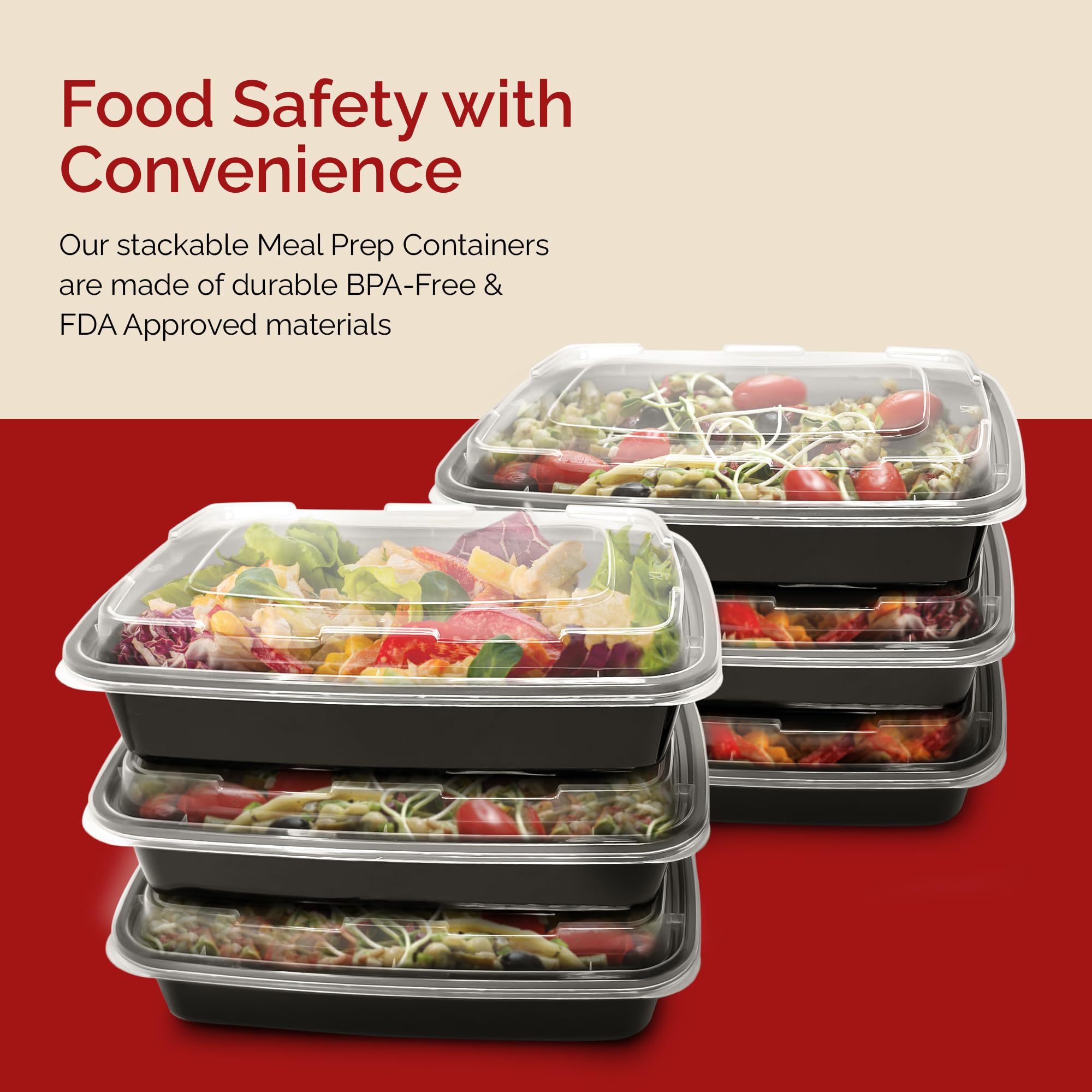 Reli. Meal Prep Containers 38 oz (25 Pack) 1 Compartment Meal Prep Containers Reusable, Microwave Safe | Plastic Togo Box for Food | Disposable Food Box with Lids for Takeout, Leftover