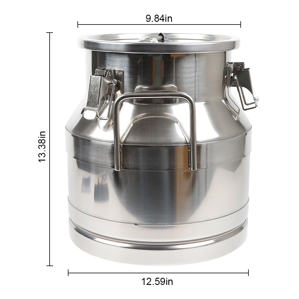 5.28Gal/20L Milk Can - 304 Stainless Steel Milk Jug,Thick Handle with Sealed Lid Heavy Duty Milk Bucket Wine for Kitchen, Rice Cereal Grain Canisters Container