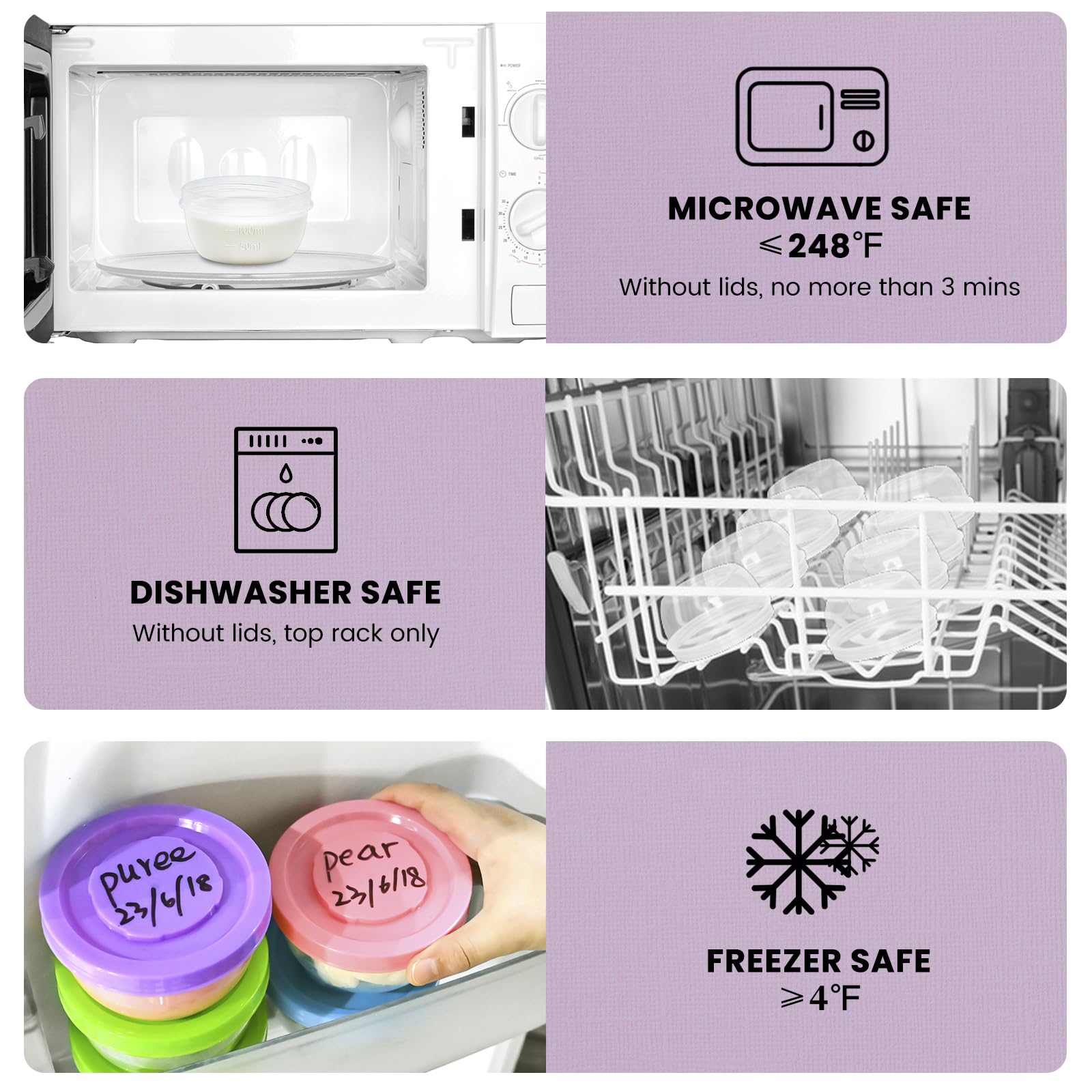 TOFLEN Reusable Small Freezer Containers 5 Oz Plastic Food Storage Containers with Screw On Lids, Leakproof & Airtight, Freezer Safe, Dishwasher Safe, Set of 12 Multicolor