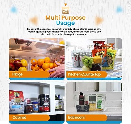 Refrigerator Organizer with Clear Plastic Storage Cabinet, BPA Free, Multi-Size Saves Space. (9.8x3.5x5.9inches)