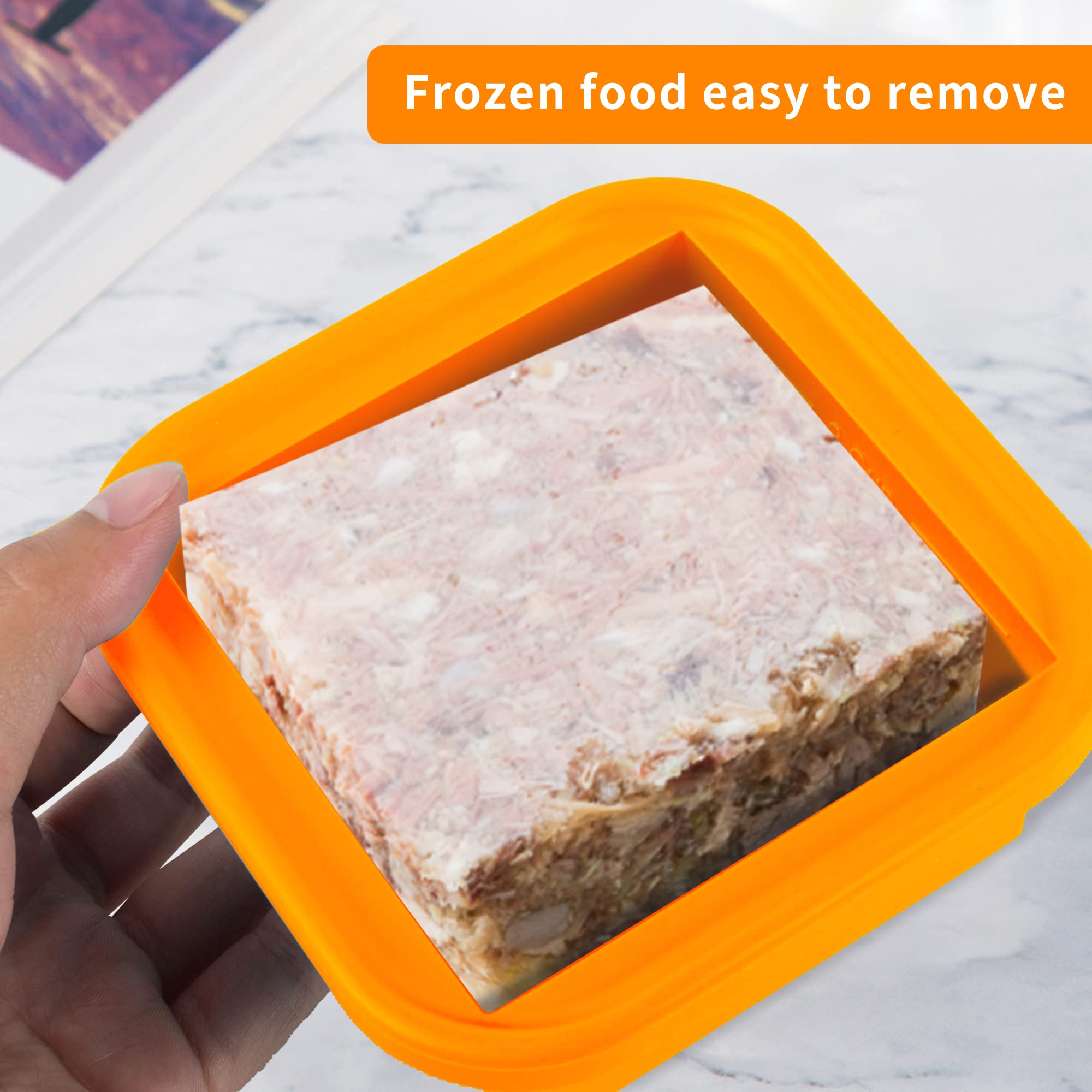 NAKTOW Silicone Freezing Tray with Lid - 2-Cup 4 Pack Freezer Containers,Make 1 Perfect Freezing,Storing Soups, Foods, Stews, Dips or Sauces Simple and Convenient Color Orange