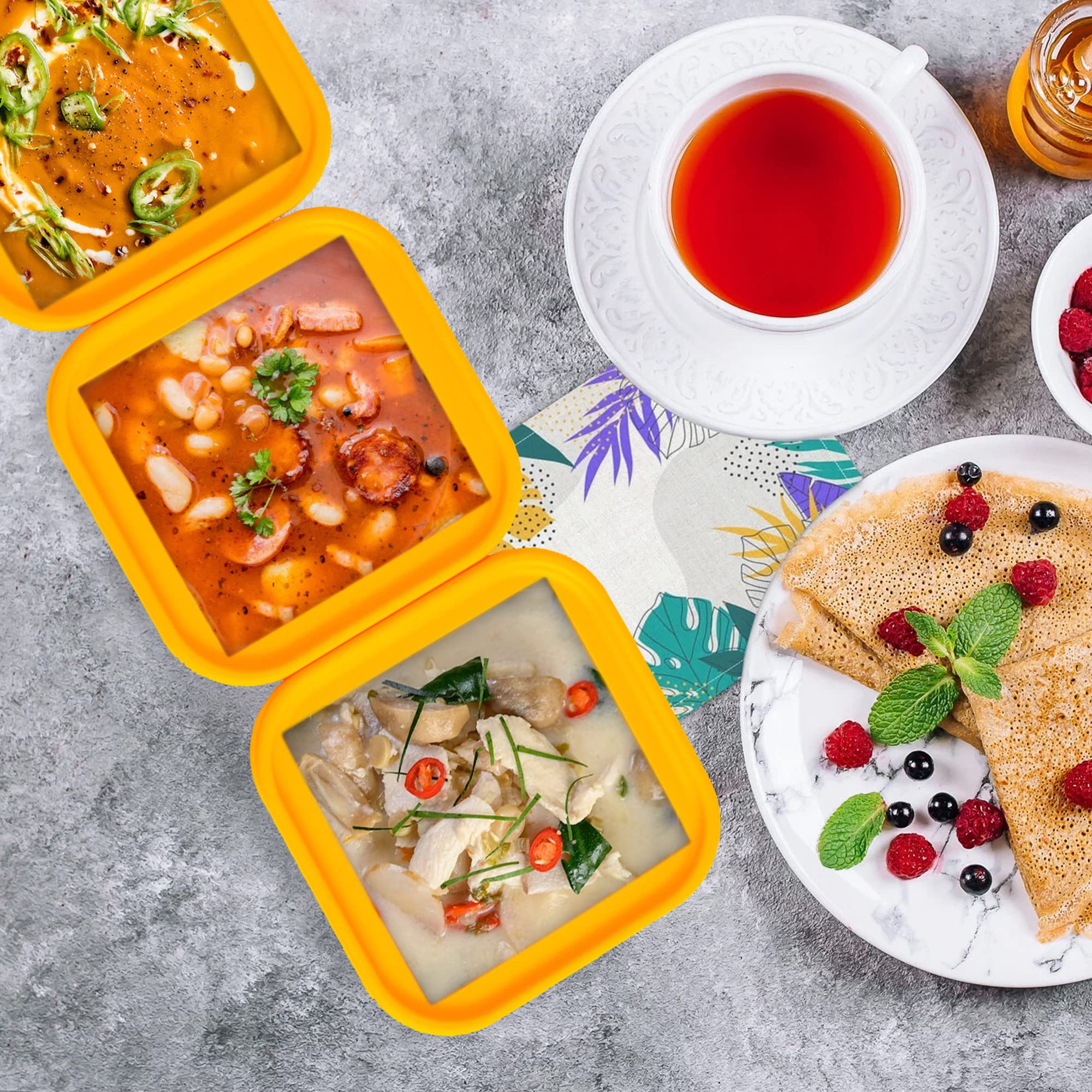 NAKTOW Silicone Freezing Tray with Lid - 2-Cup 4 Pack Freezer Containers,Make 1 Perfect Freezing,Storing Soups, Foods, Stews, Dips or Sauces Simple and Convenient Color Orange