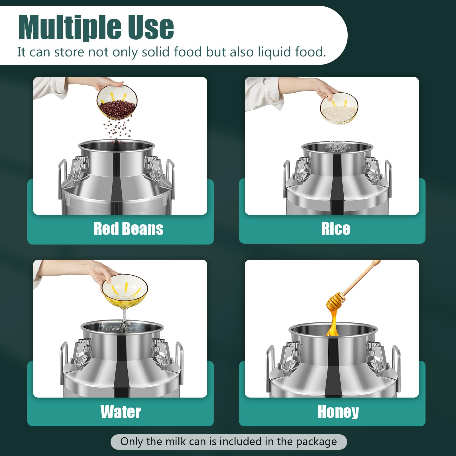 EcoTypee 15.85Gal/60L Milk Can - 201 Stainless Steel Milk Jug,Thick Handle with Sealed Lid Heavy Duty Milk Bucket Wine for Kitchen, Rice Cereal Grain Canisters Container