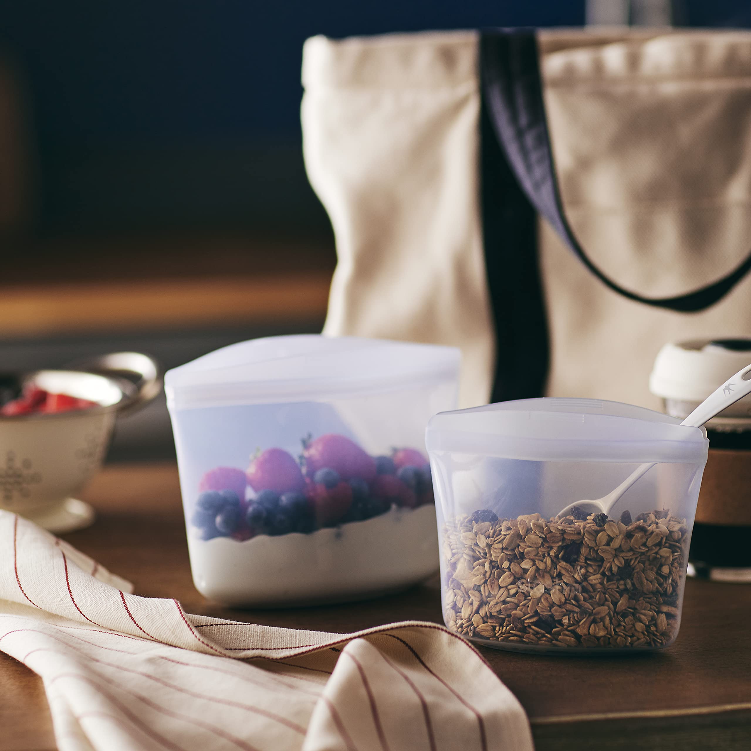 Stasher Premium Silicone Reusable Food Storage Bag, Clear | Microwave, Sous Vide, Dishwasher, Oven and Freezer Safe | BPA Free, Leak-free, Eco-friendly, 2-Cup Bowl